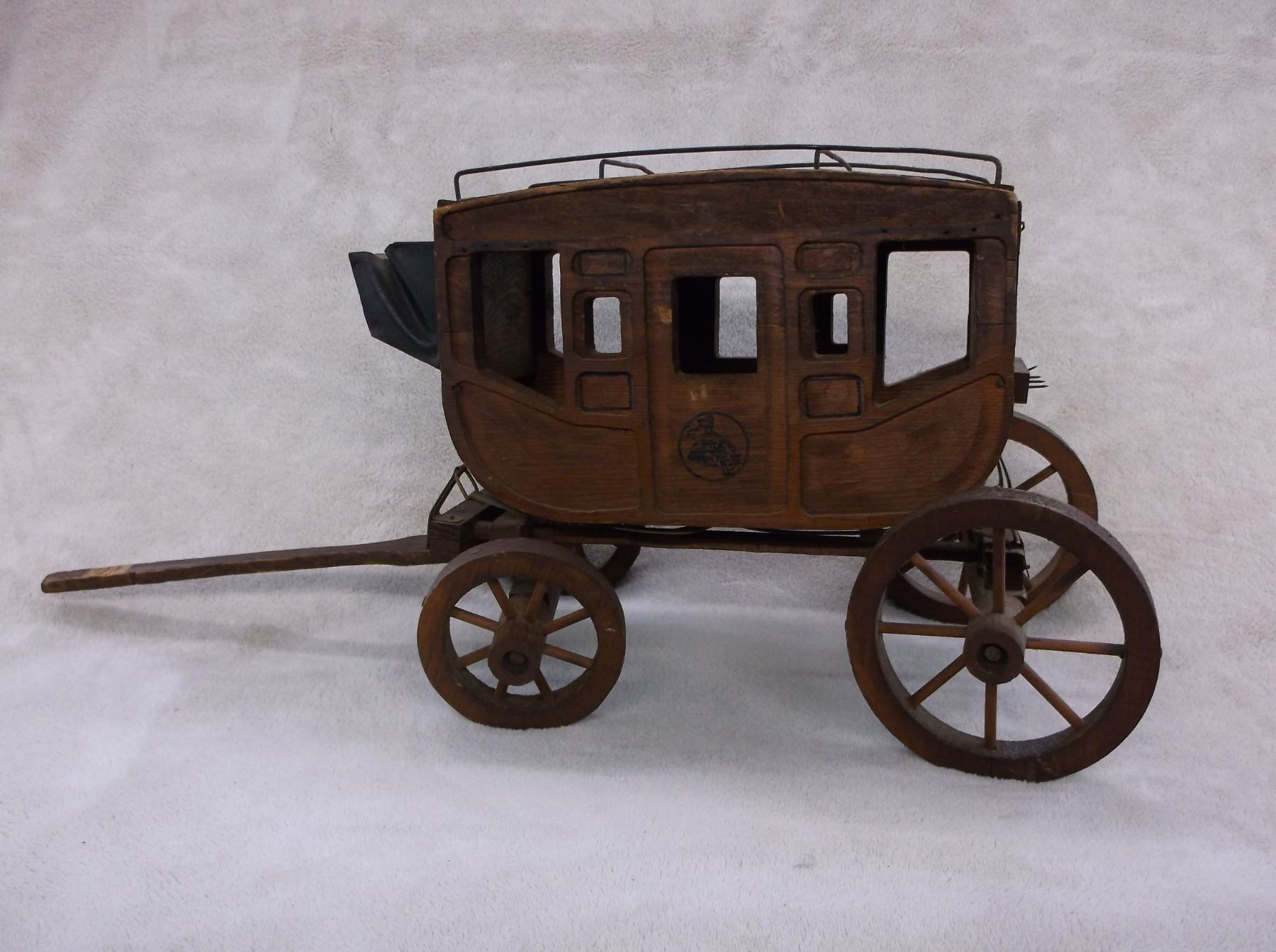 Unmarked Miniature Stagecoach With Bucking Horse on Door- 20"L X 8"W X9.5"H