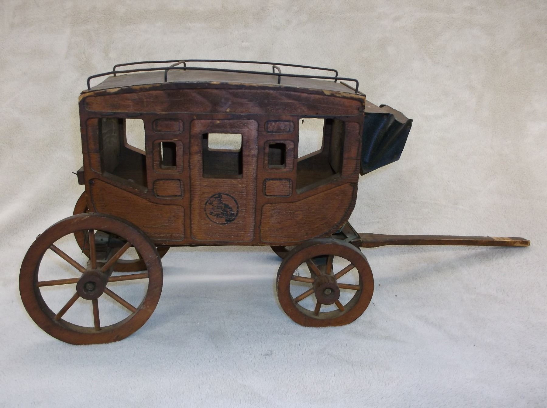 Unmarked Miniature Stagecoach With Bucking Horse on Door- 20"L X 8"W X9.5"H
