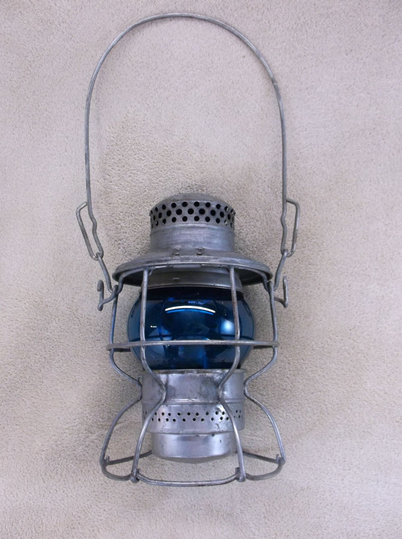 Marked NPRY Kero Railroad Lantern- Blue Globe
