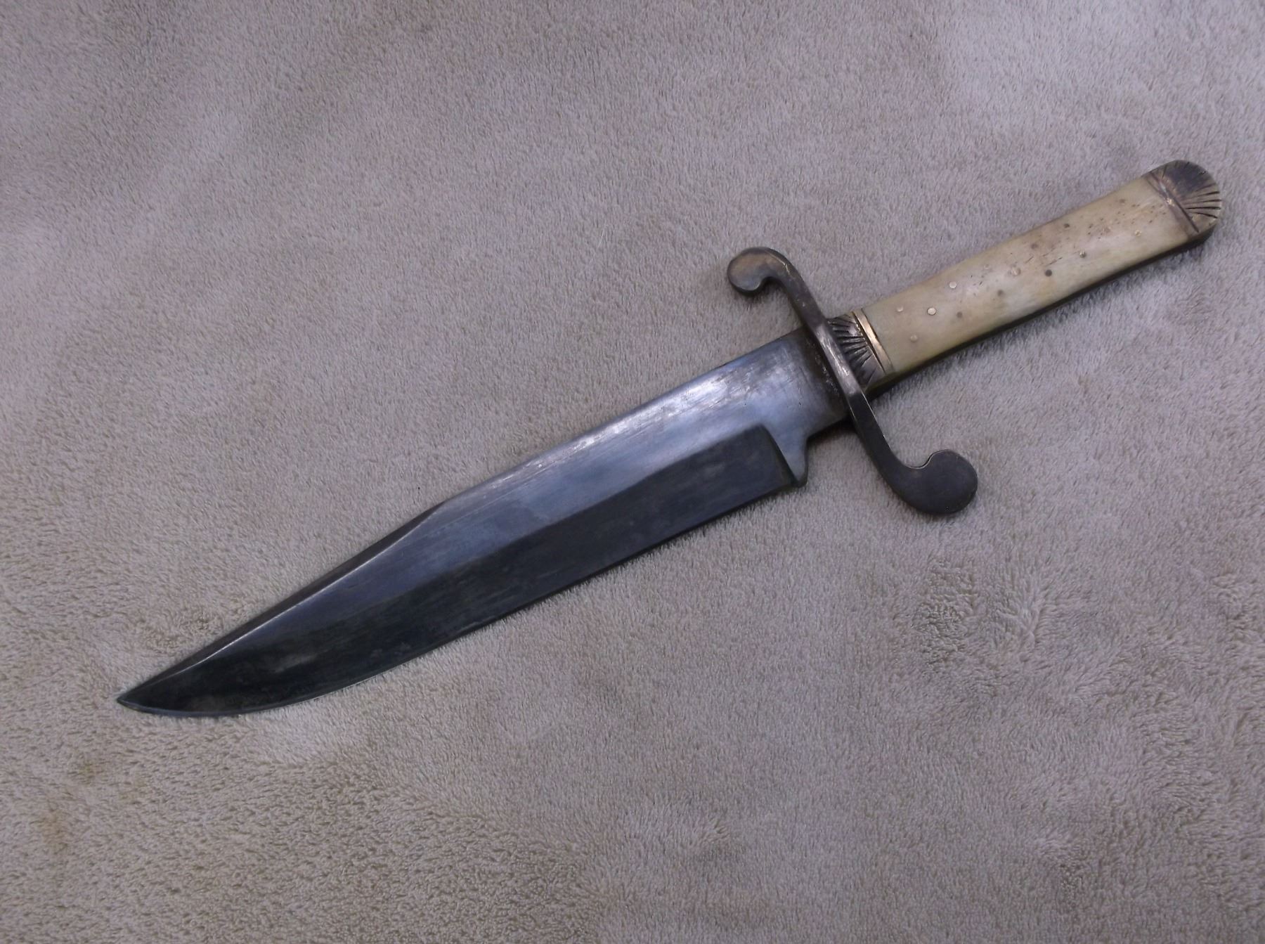 Clip Point Bowie Knife- Bone Handle- 10" Blade- 5.25" Handle