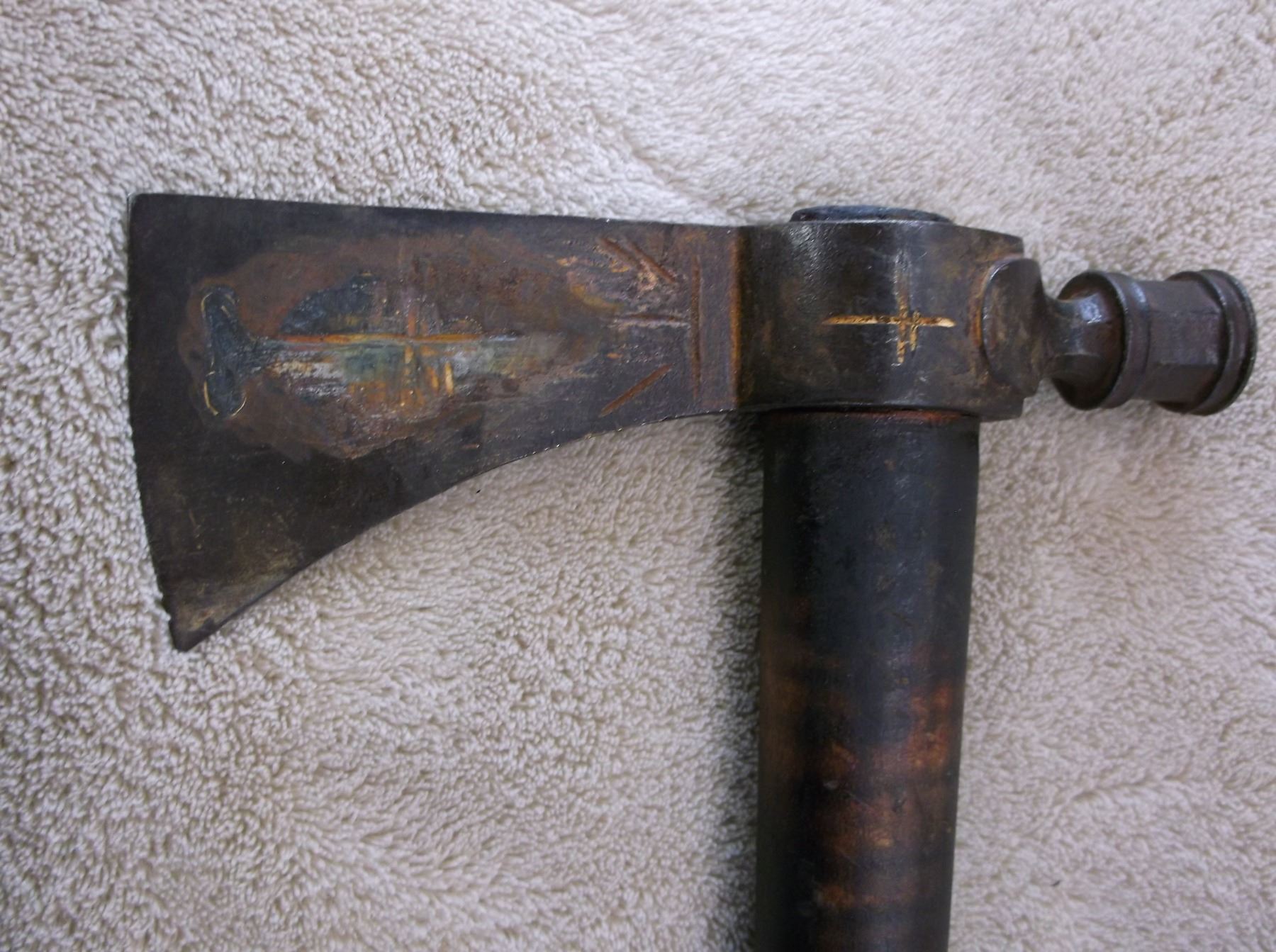 Inlaid Iron Pipe Tomahawk With 8" Horsehair Drop- 18" Handle X 3" Blade