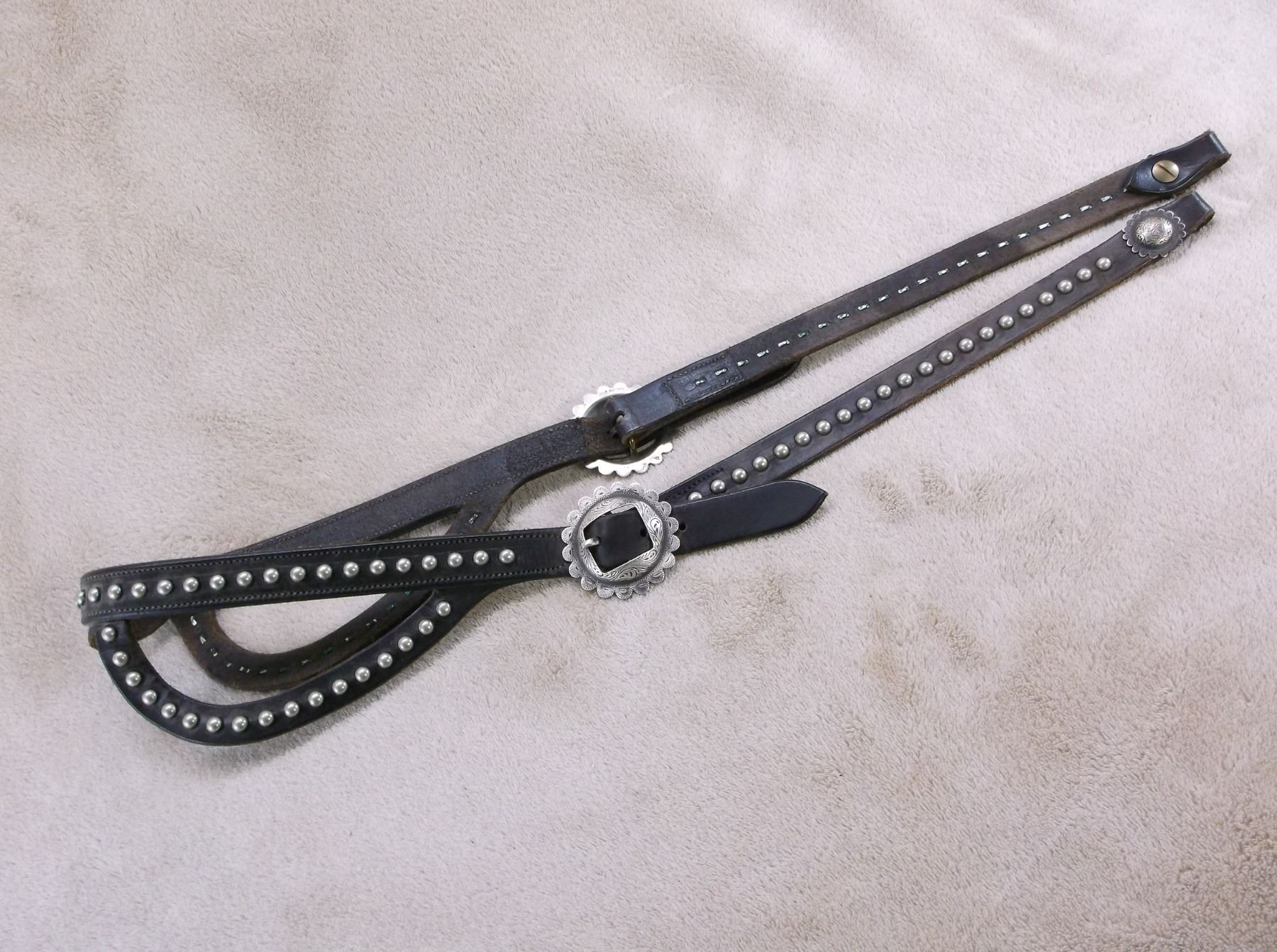 Studded Headstall- Sterling Conchos marked R Butters