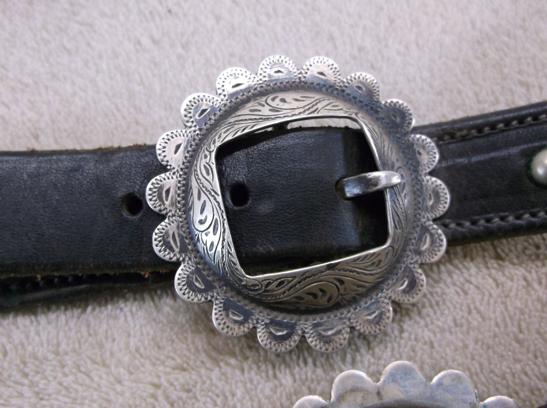 Studded Headstall- Sterling Conchos marked R Butters