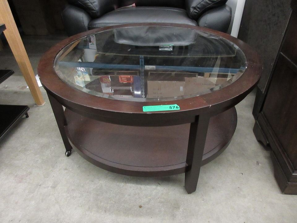 Round Glass Top Coffee Table on Casters