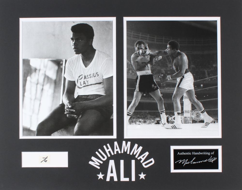 Muhammad Ali 16x20.25 Custom Matted Cut Display with (1) Hand-Written ...
