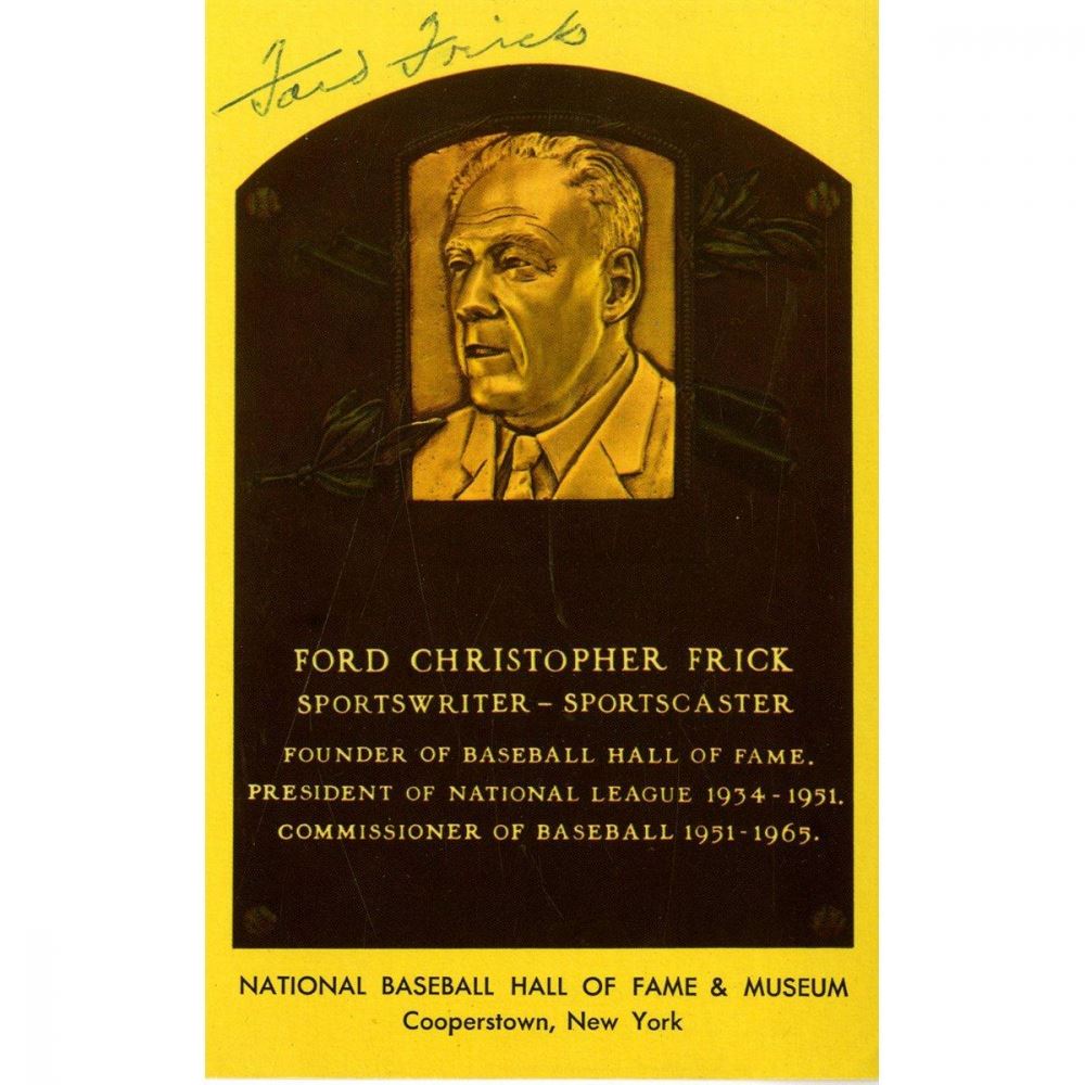 Ford Frick Signed Gold Hall of Fame Postcard (JSA Hologram)