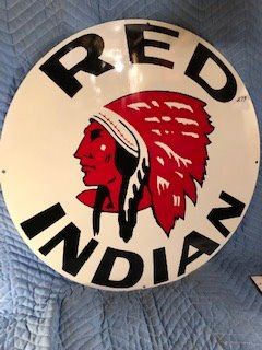 RED INDIAN SIGN (30", HEAVY GAUGE STEEL) *REPRODUCTION* - Schmalz Auctions
