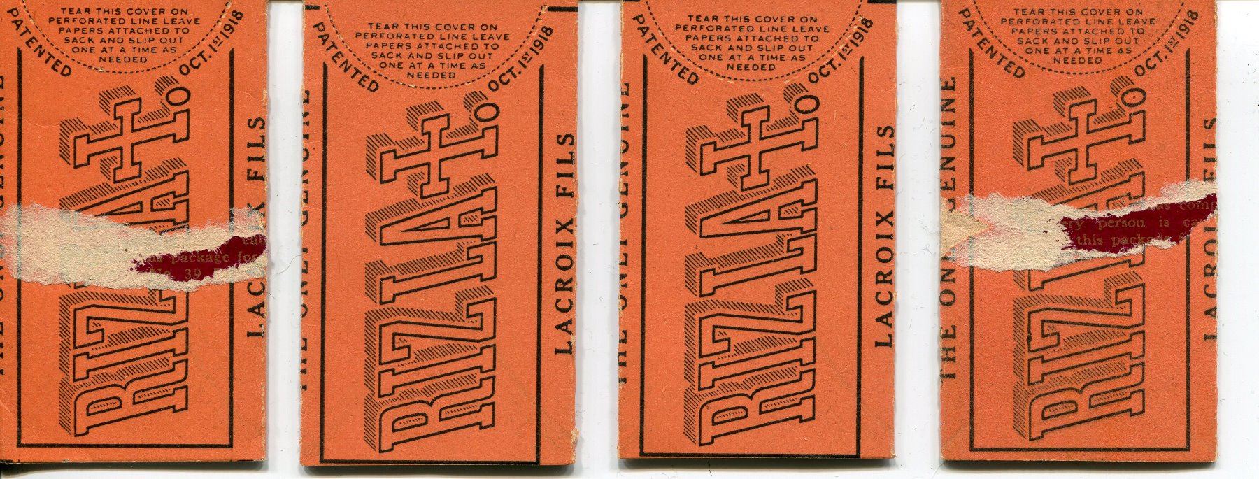 TOBACCO/CIGARETTE ROLLING PAPERS (RIZLA LLF, RARE), *1890 TO 1910 ...