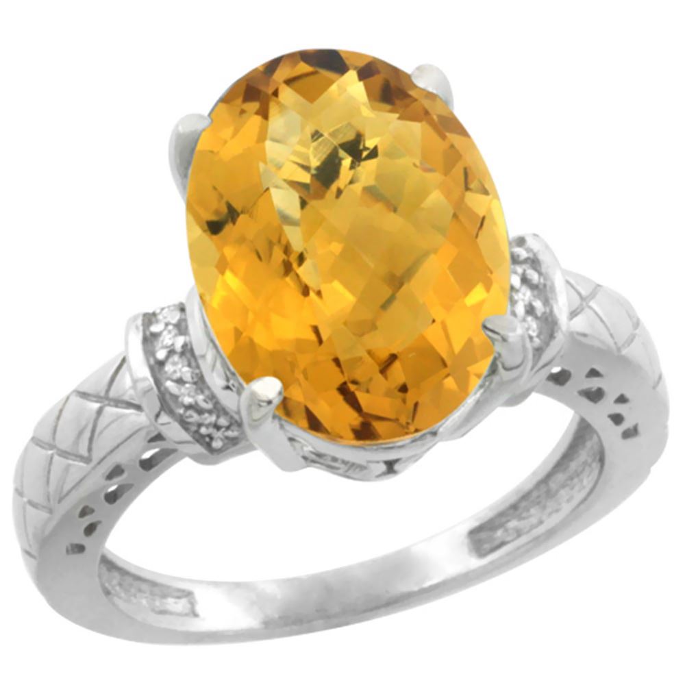 Natural 5.53 ctw Whisky-quartz & Diamond Engagement Ring 10K White Gold ...