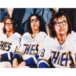 Jeff Carlson, Steve Carlson David Hanson Signed "Slap Shot" 16x20 Photo (Schwartz COA)