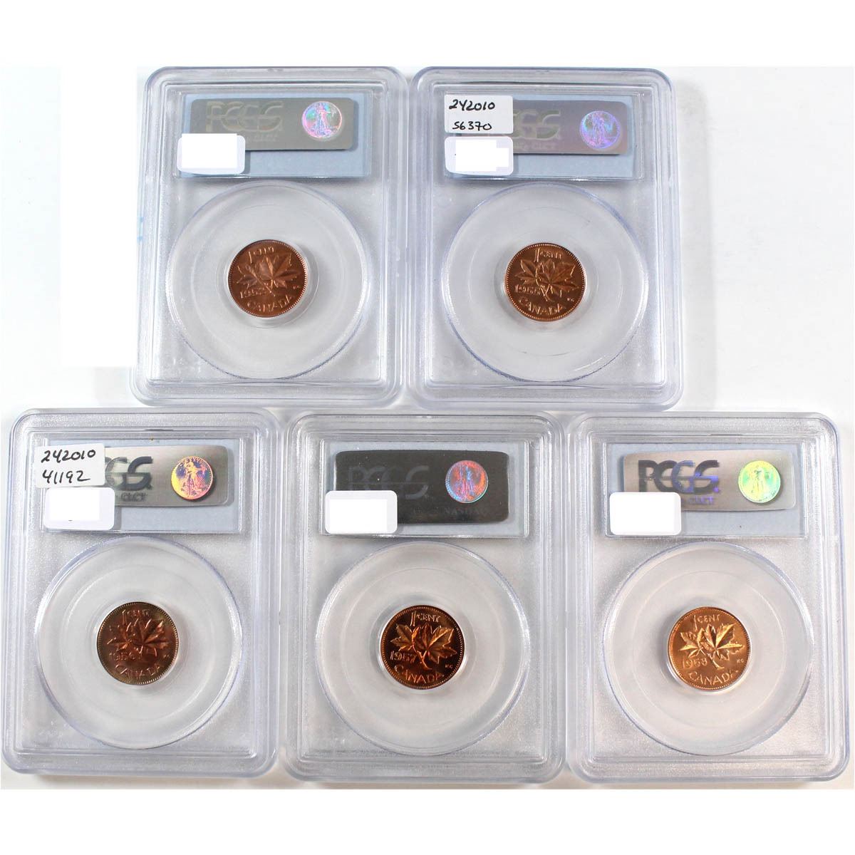 1952-1958 Canada 1-cent PCGS Certified MS-65 Red - 1952, 1955, 1956 ...