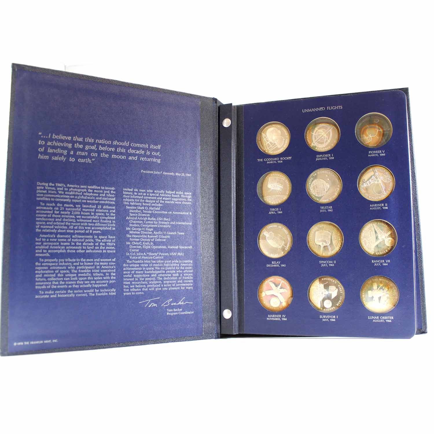 1970 The Franklin Mint 'America in Space' 24-coin First Edition ...