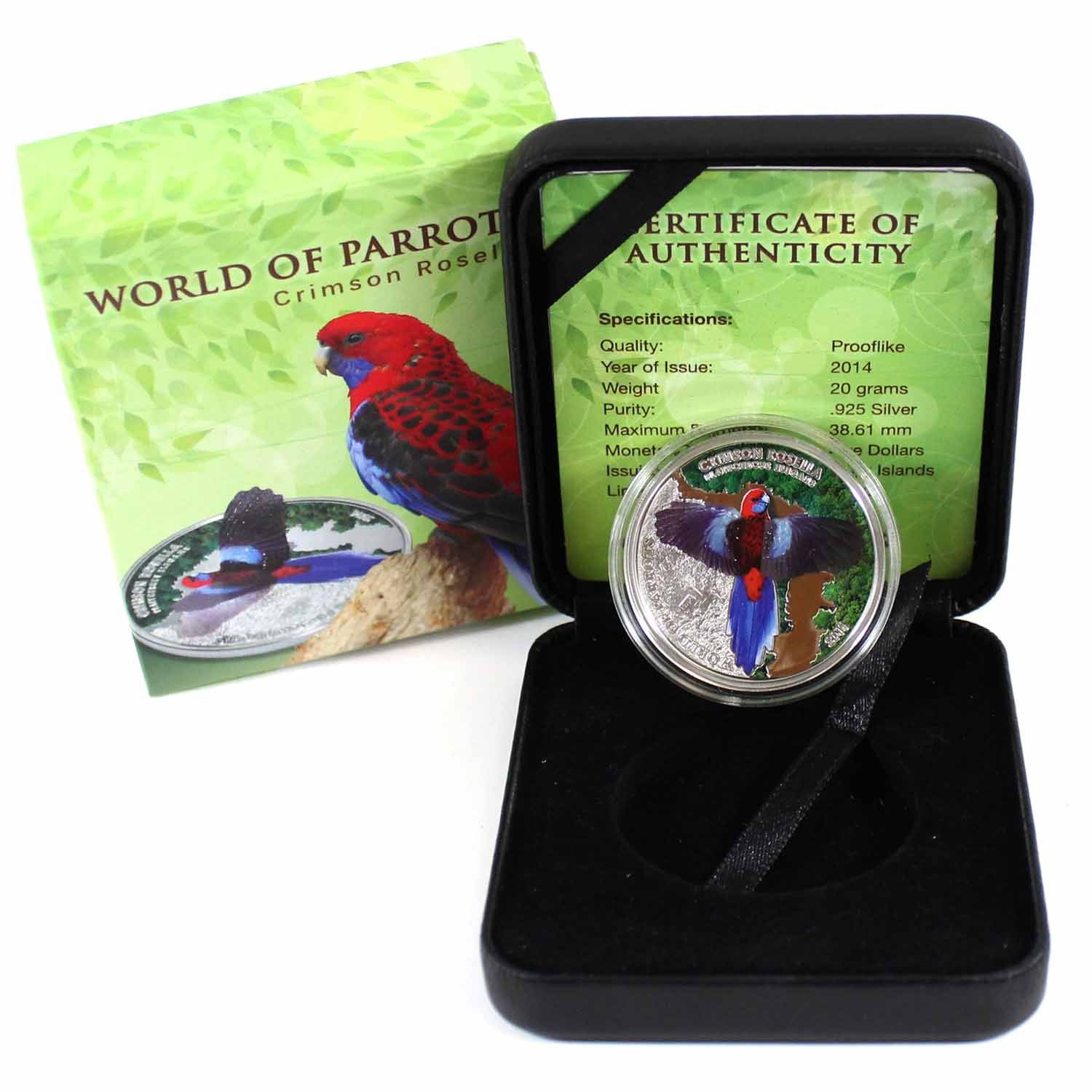 2014 Cook Islands $5 World of Parrots - Crimson Rosella 3D Effect ...