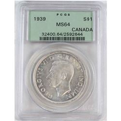 1939 Canada Silver Dollar PCGS Certified MS-64
