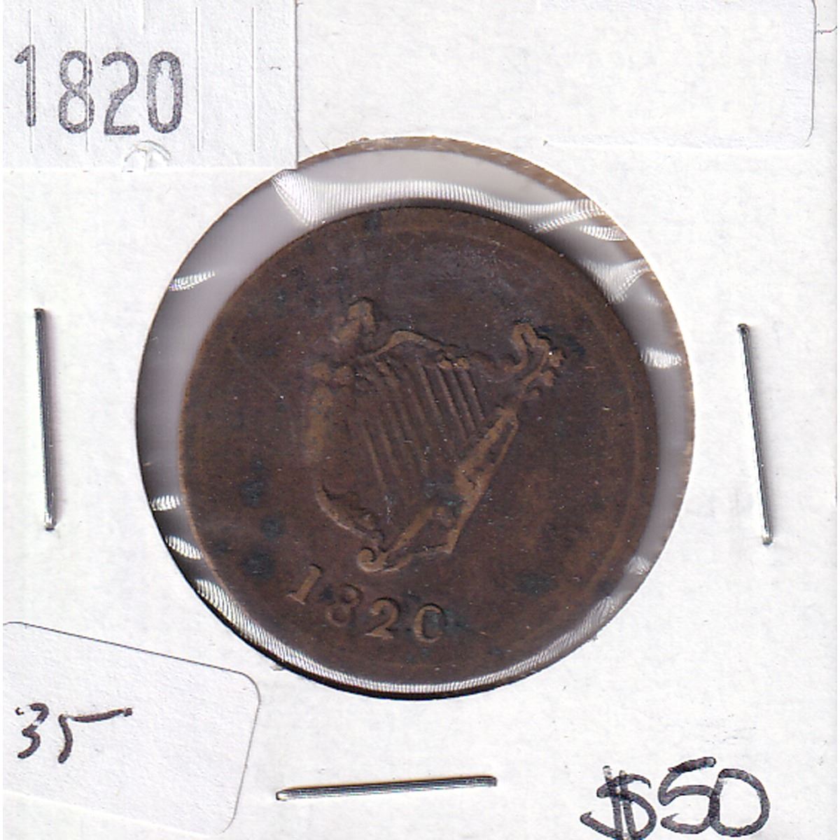 LC-60E2 1820 Bust & Harp Bank Token Extra Fine