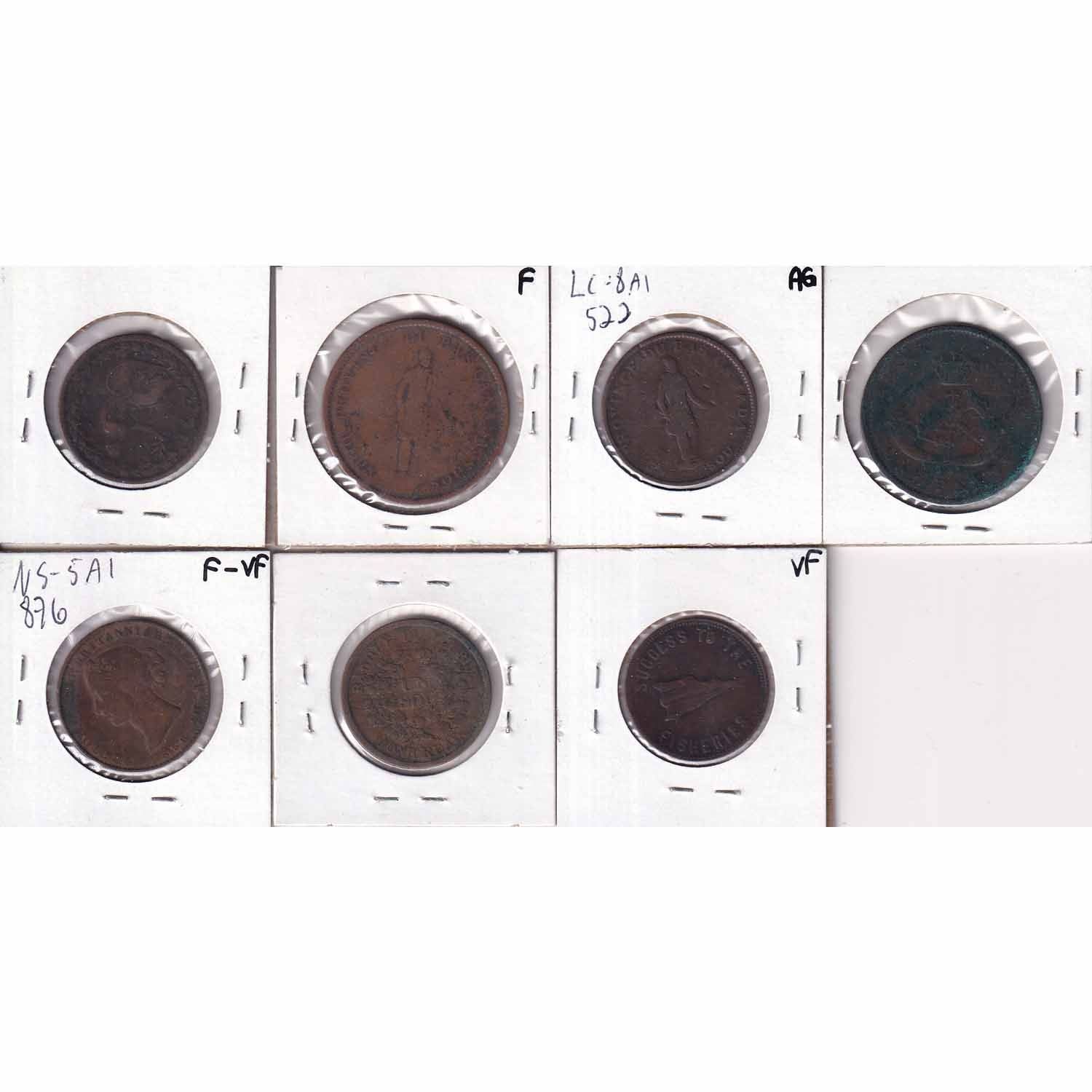 Group Lot of Various 1814-1856 Bank Tokens with 2 Undated Tokens. 7pcs