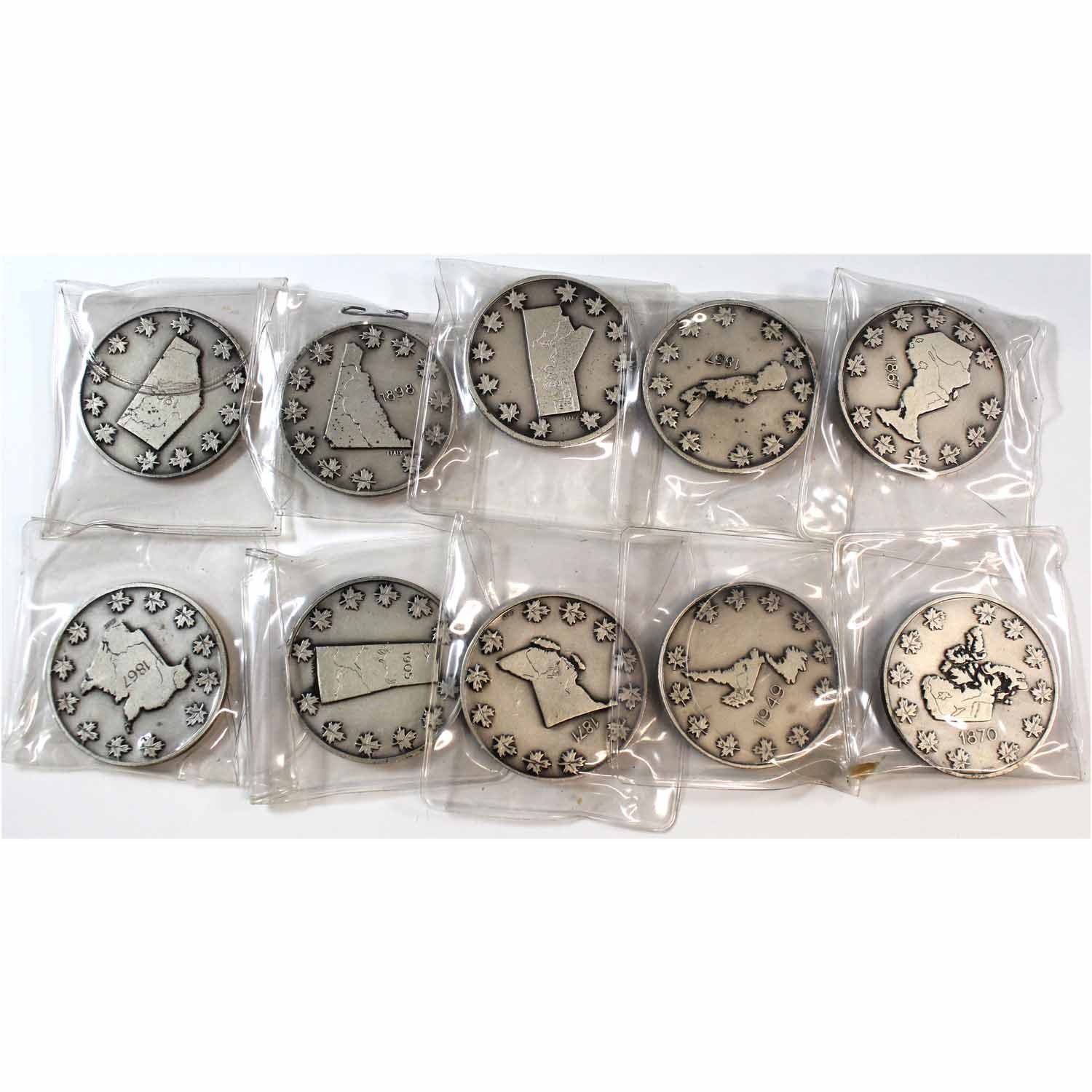 Lot of 10x 1867-1967 Canada Centenary Pewter Tokens of all the Canadian ...