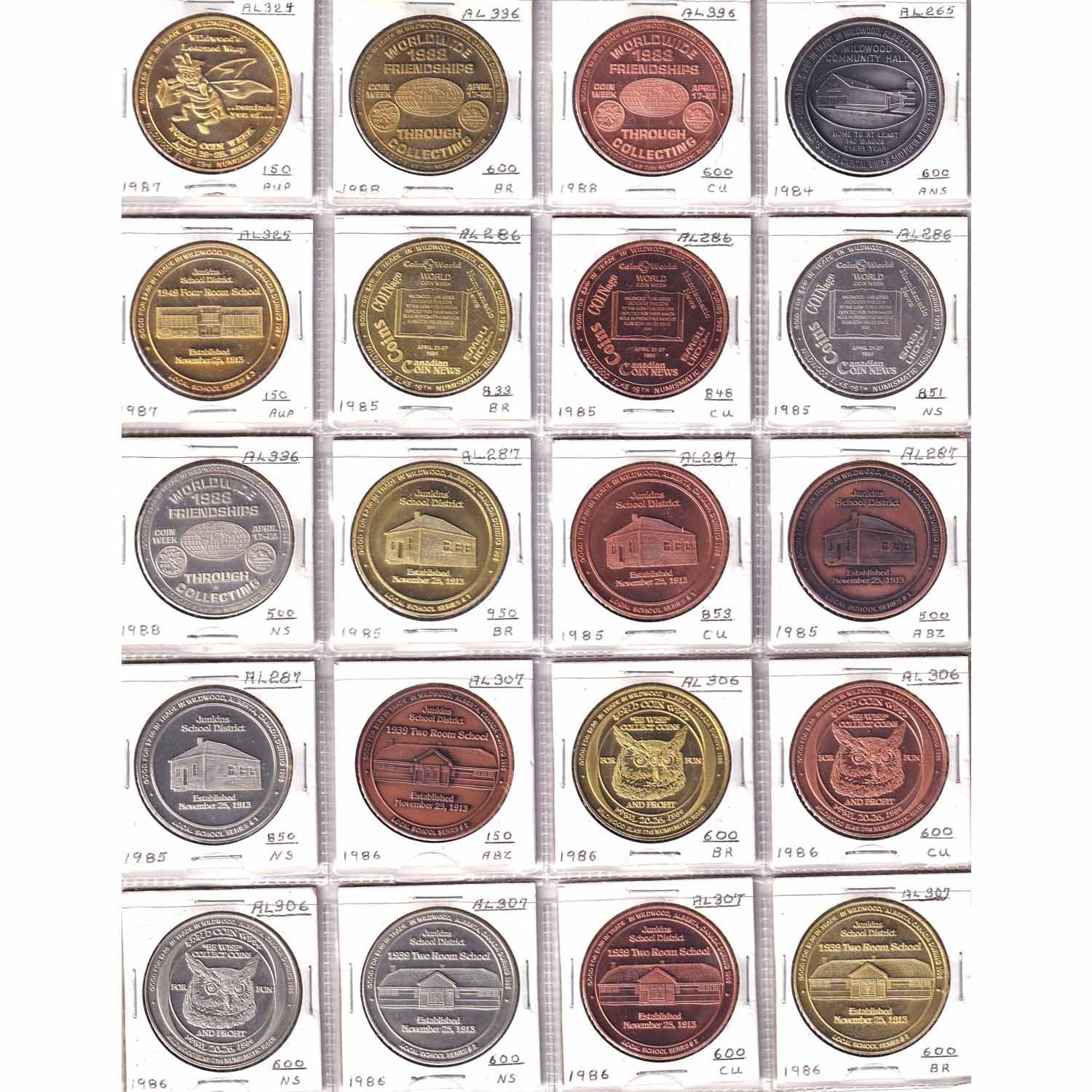 1984-1986 Wildwood Alberta Souvenir Trade Tokens with Various Finishes ...