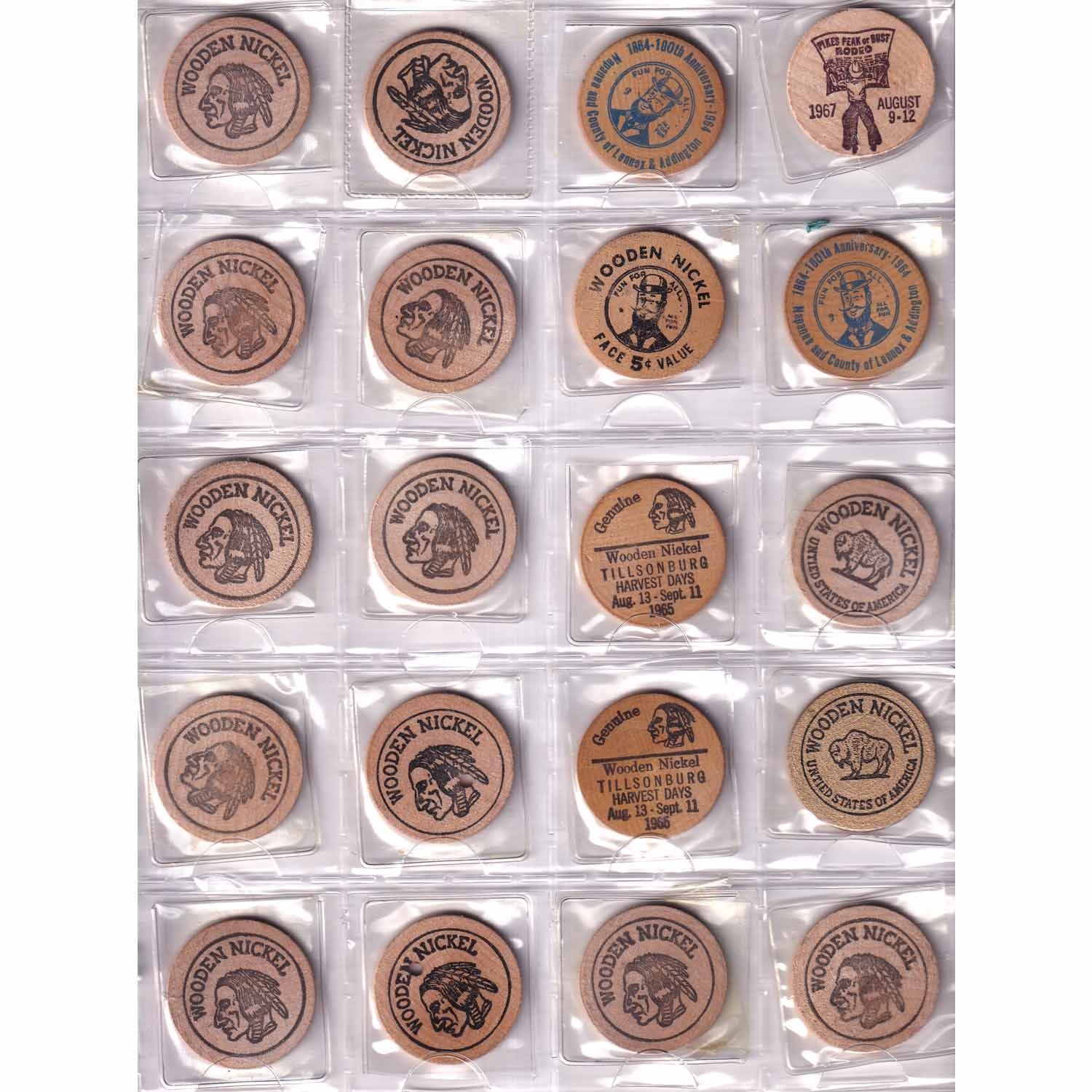 Estate Lot of Wooden Miscellaneous Wooden Nickel & Pog memorabilia with ...