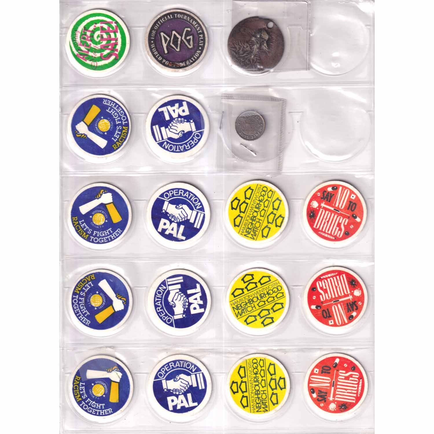 Estate Lot of Wooden Miscellaneous Wooden Nickel & Pog memorabilia with ...