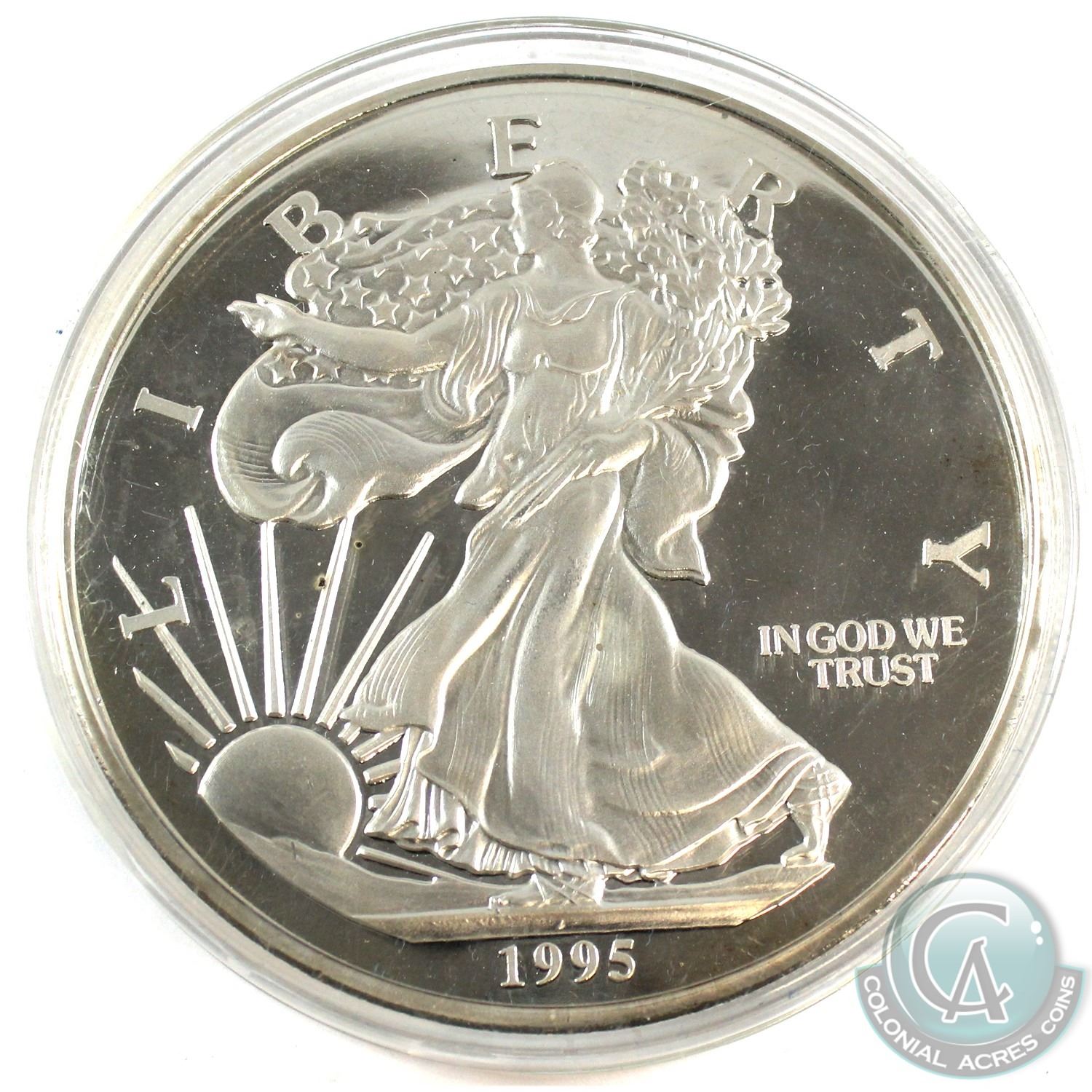 1995 USA Liberty 1/2 Pound .999 Fine Silver Coin in Capsule. Contains 7 ...