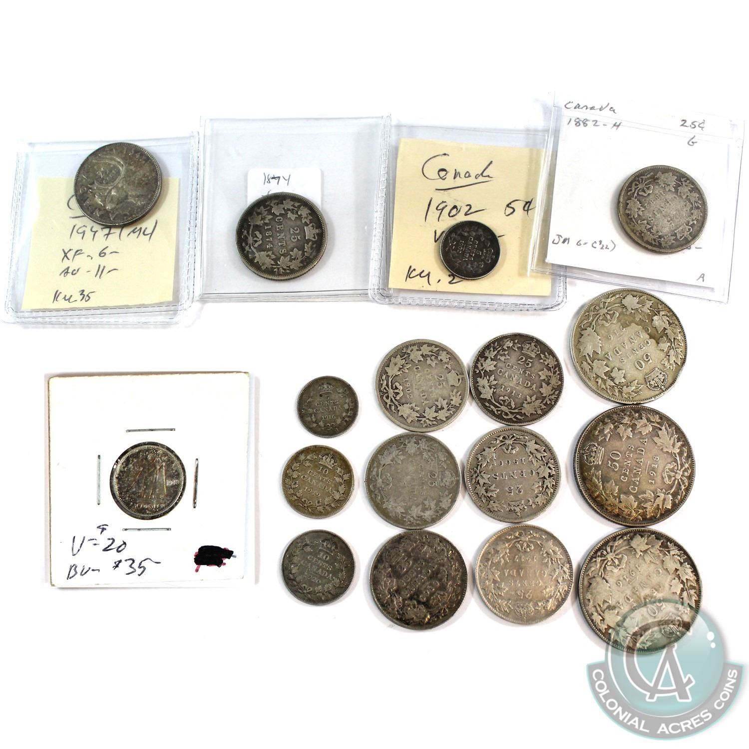 Estate Lot 1882-1947 Canada Silver Type Coin Collection. You will ...