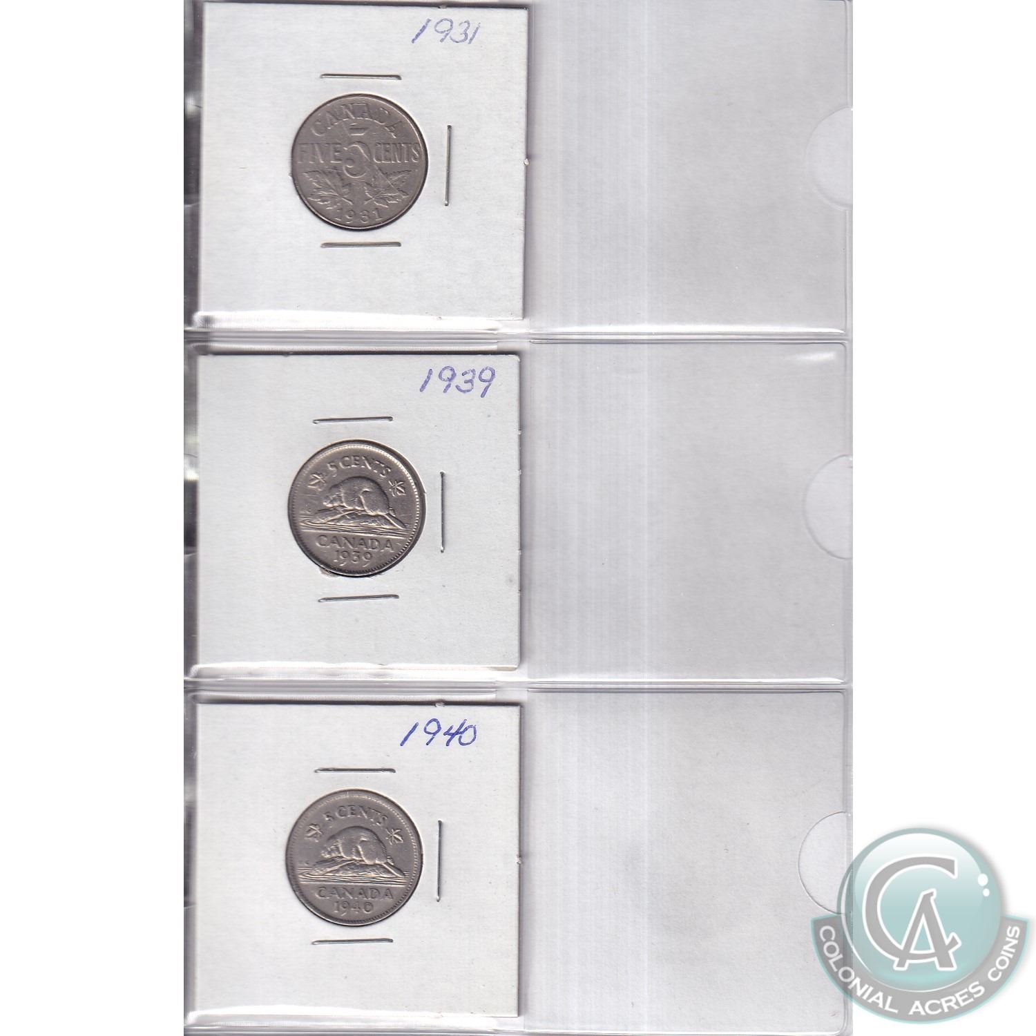 1931-2008 Canada 5-cent Collection in Stock Collector Book. You will ...