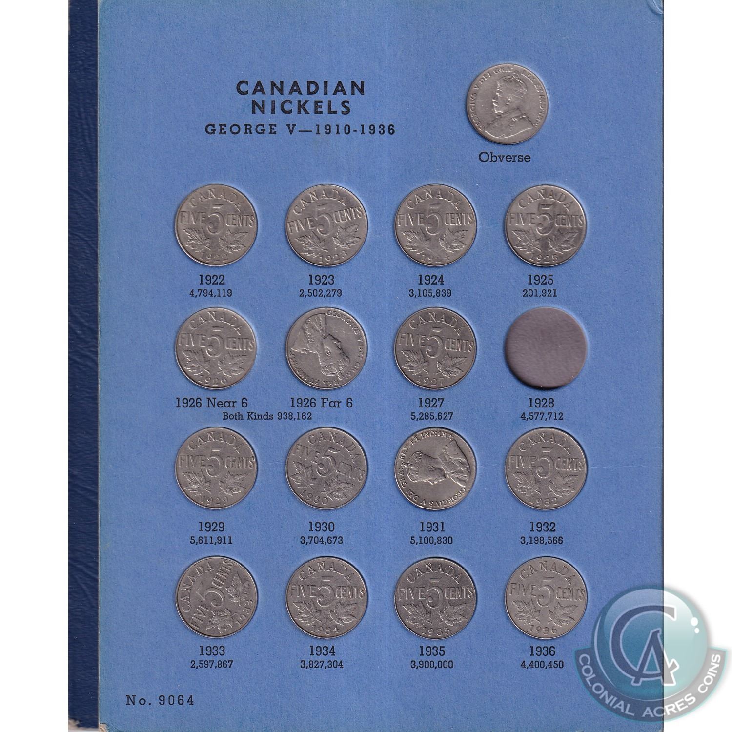 Estate Lot 1922-1960 Canada 5-cent Collection in Vintage blue Whitman ...