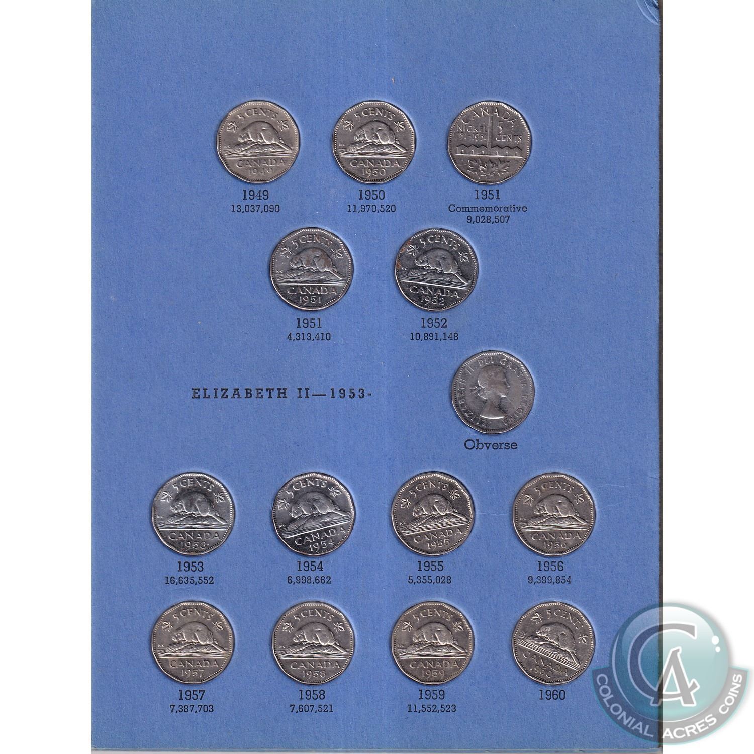 Estate Lot 1922-1960 Canada 5-cent Collection in Vintage blue Whitman ...