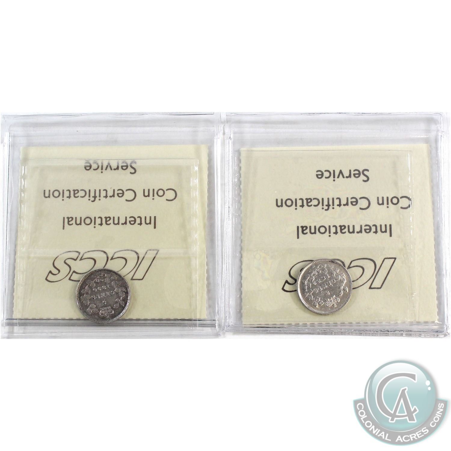 1882H Canada 5-cent ICCS Certified VF-20 & 1890H 5-cent VF-30. 2pcs