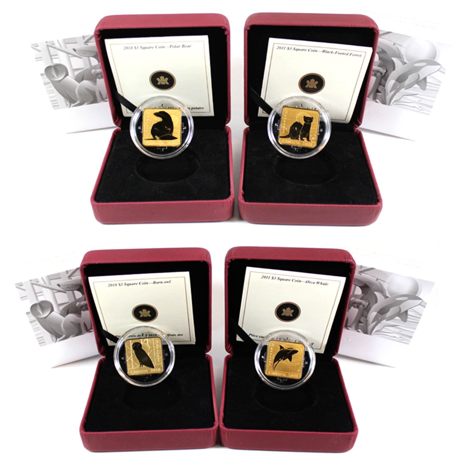 2010-2011 Canada $3 Wildlife Conservation 4-coin Sterling Silver Set ...