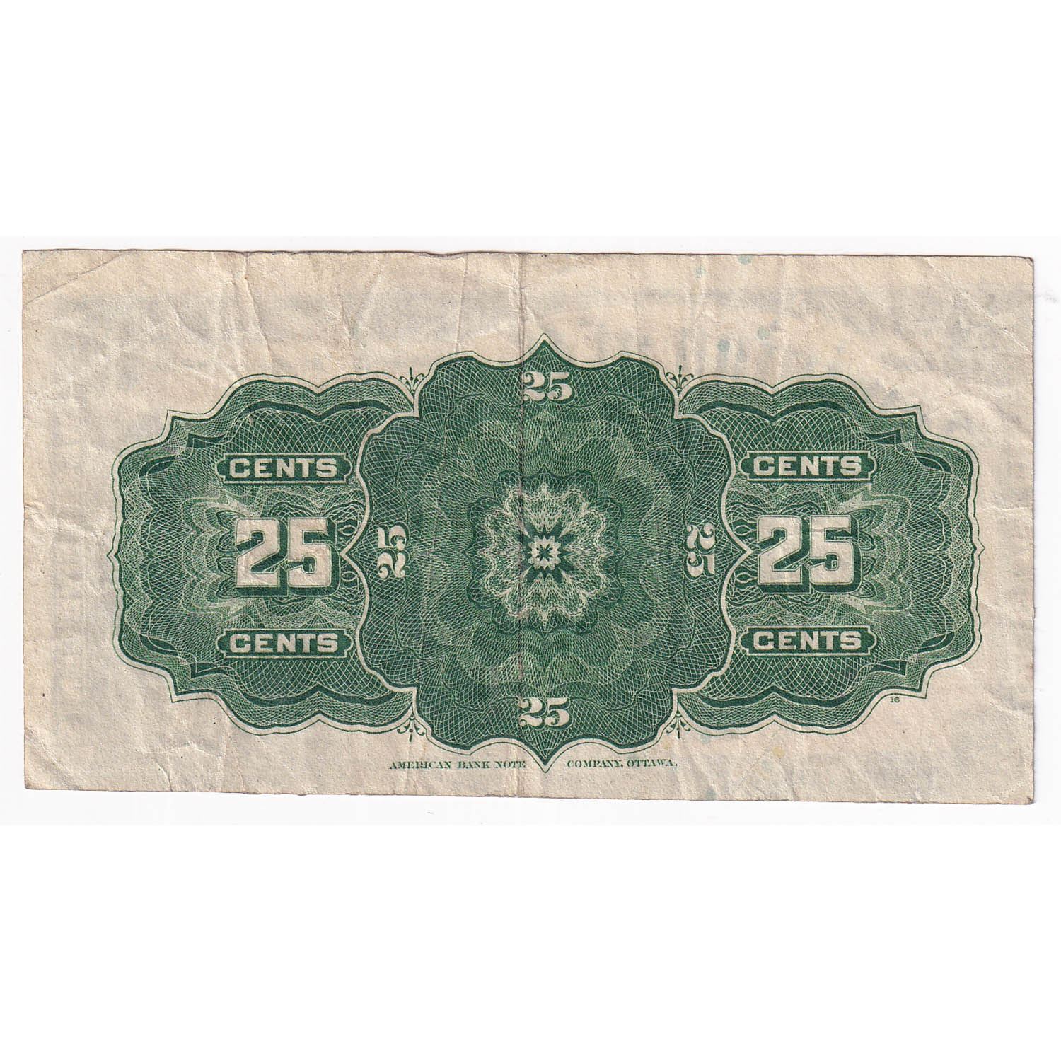 1900 25-cent Shinplaster DC-15b, Dominion of Canada, Boville, VF (writing).