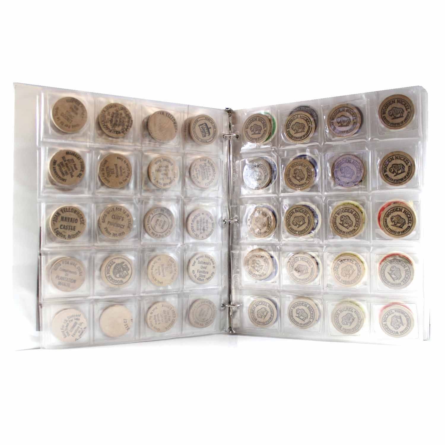 Estate lot of Wooden Miscellaneous Wooden Nickel & Pog memorabilia with ...