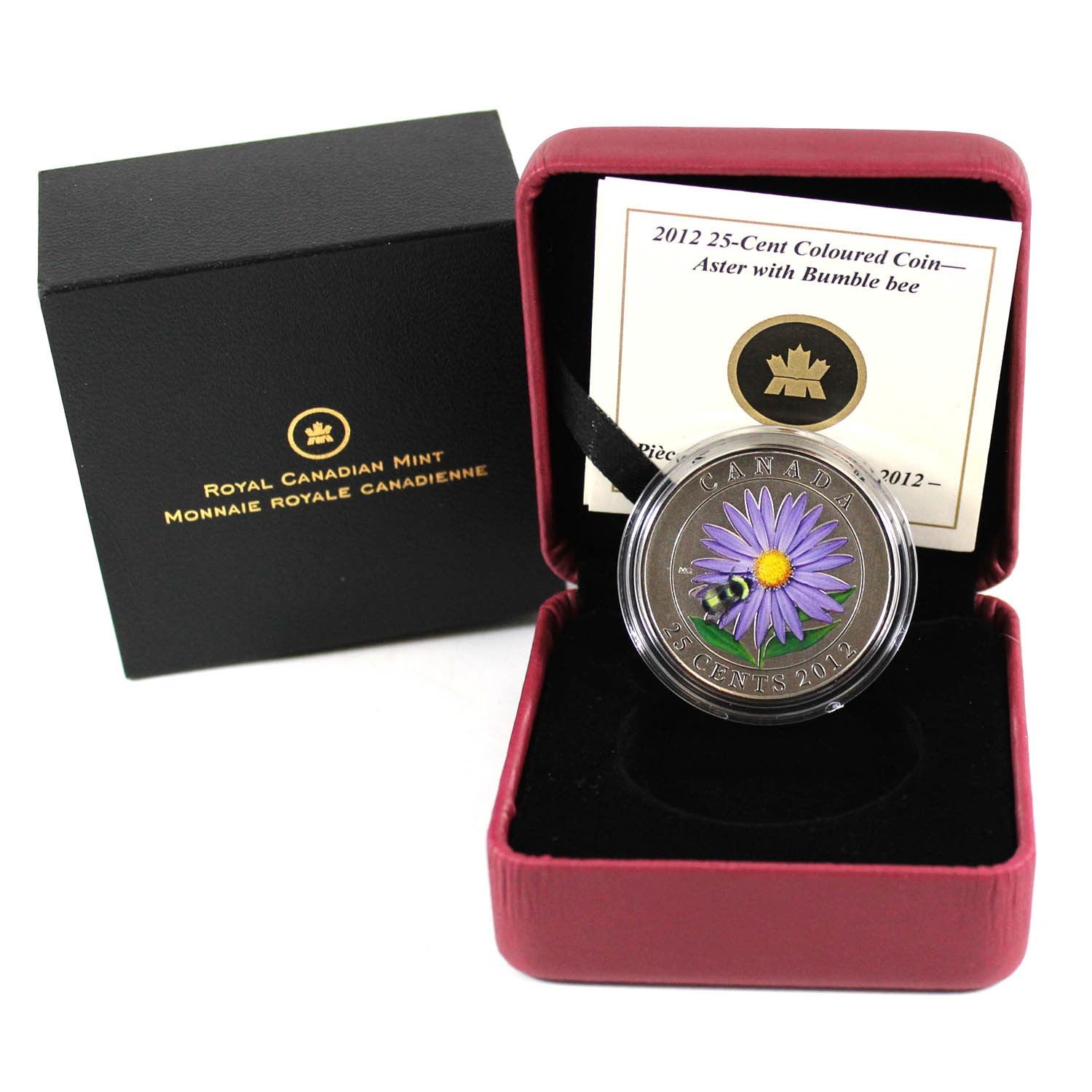 2012 Canada 25-cent Flower & Fauna - Aster and Bumble Bee Cupronickel ...