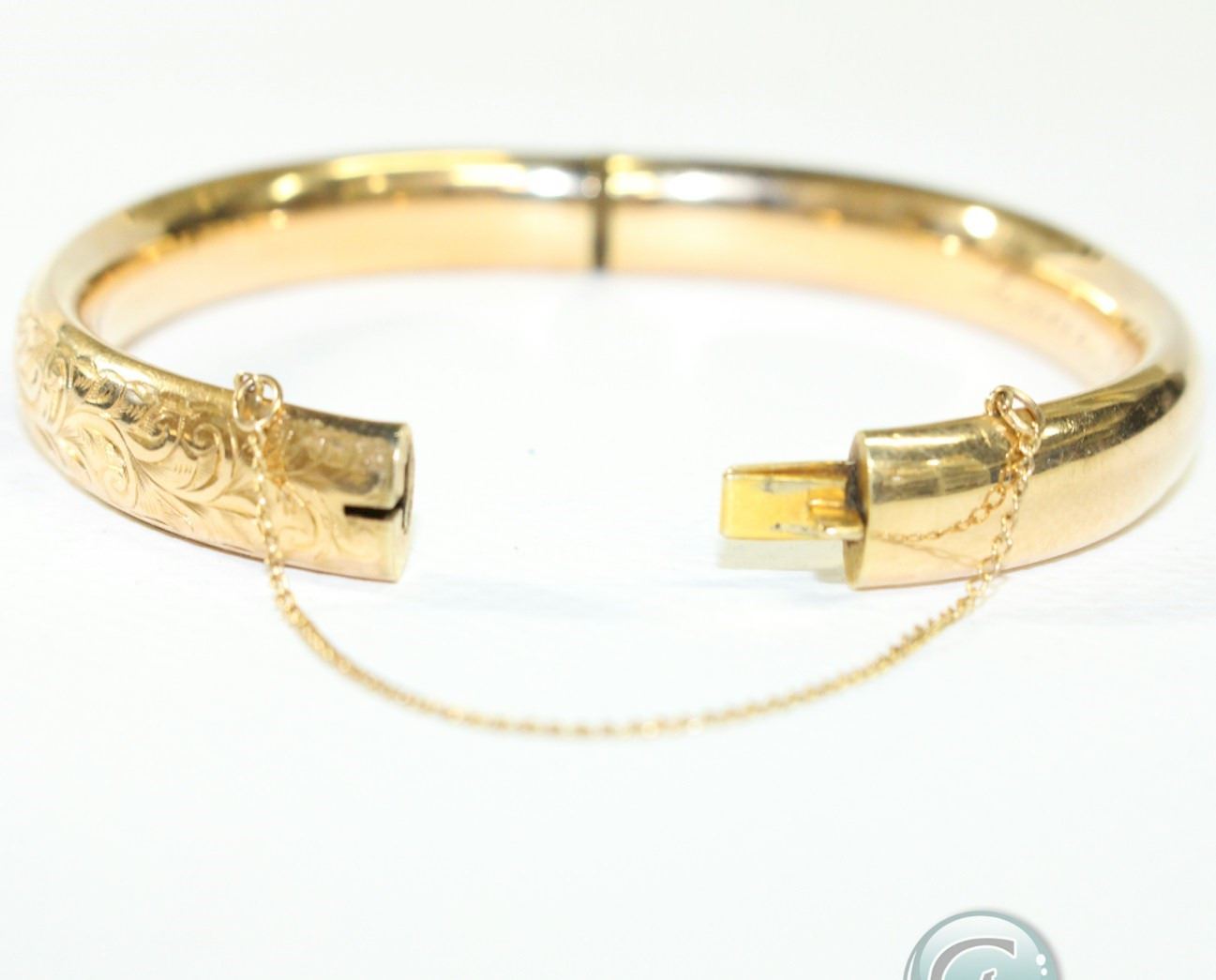 Antique RYRIE 14K Gold Etched Bangle Bracelet Inscribed 'Lucie 1914 ...