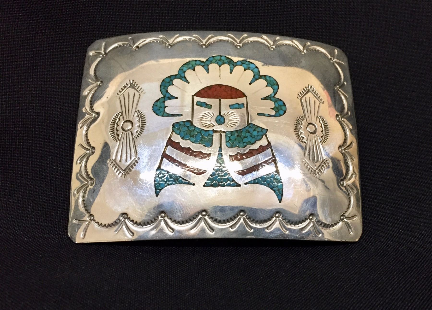 1970s Chip Inlay Belt Buckle