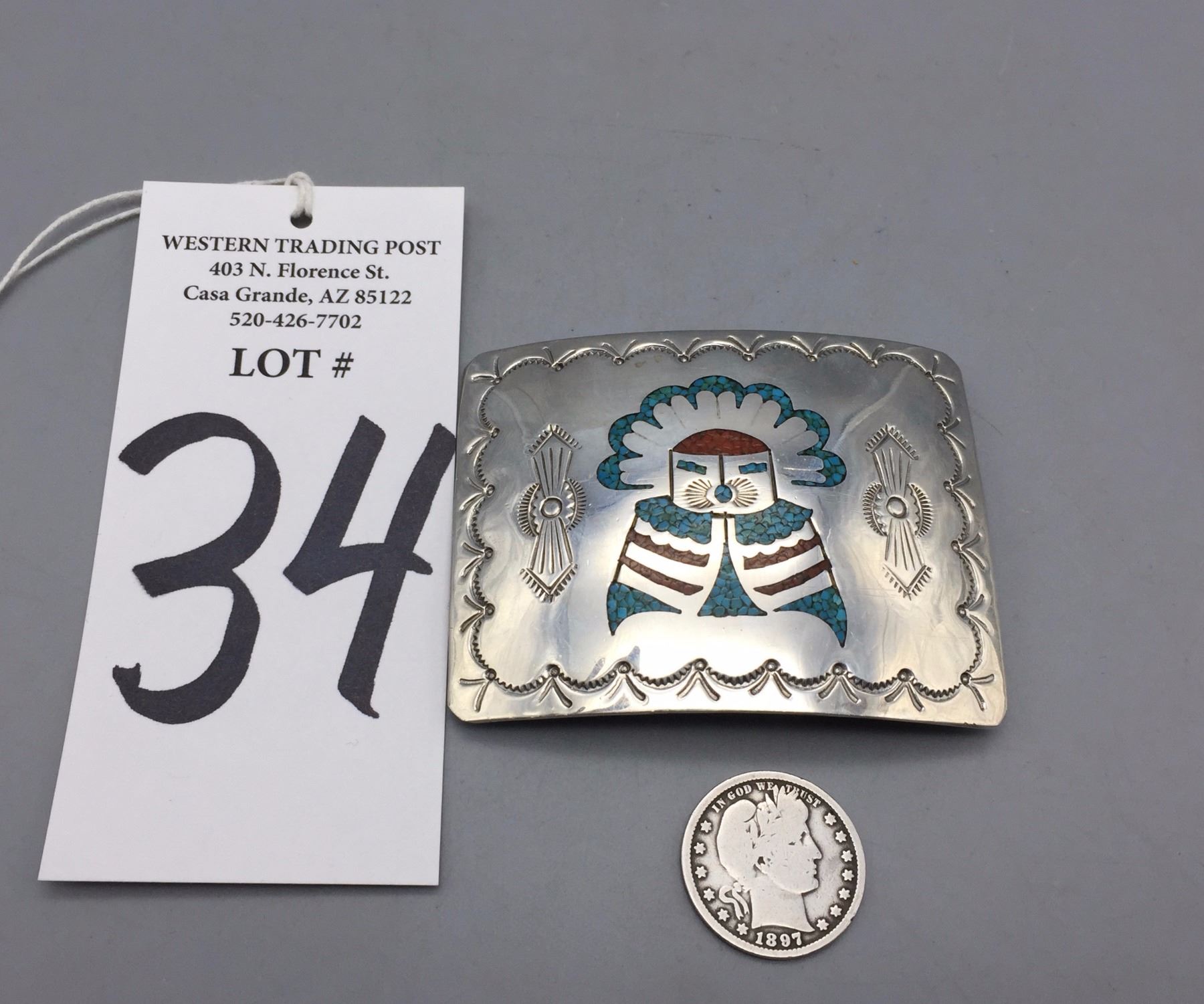 1970s Chip Inlay Belt Buckle