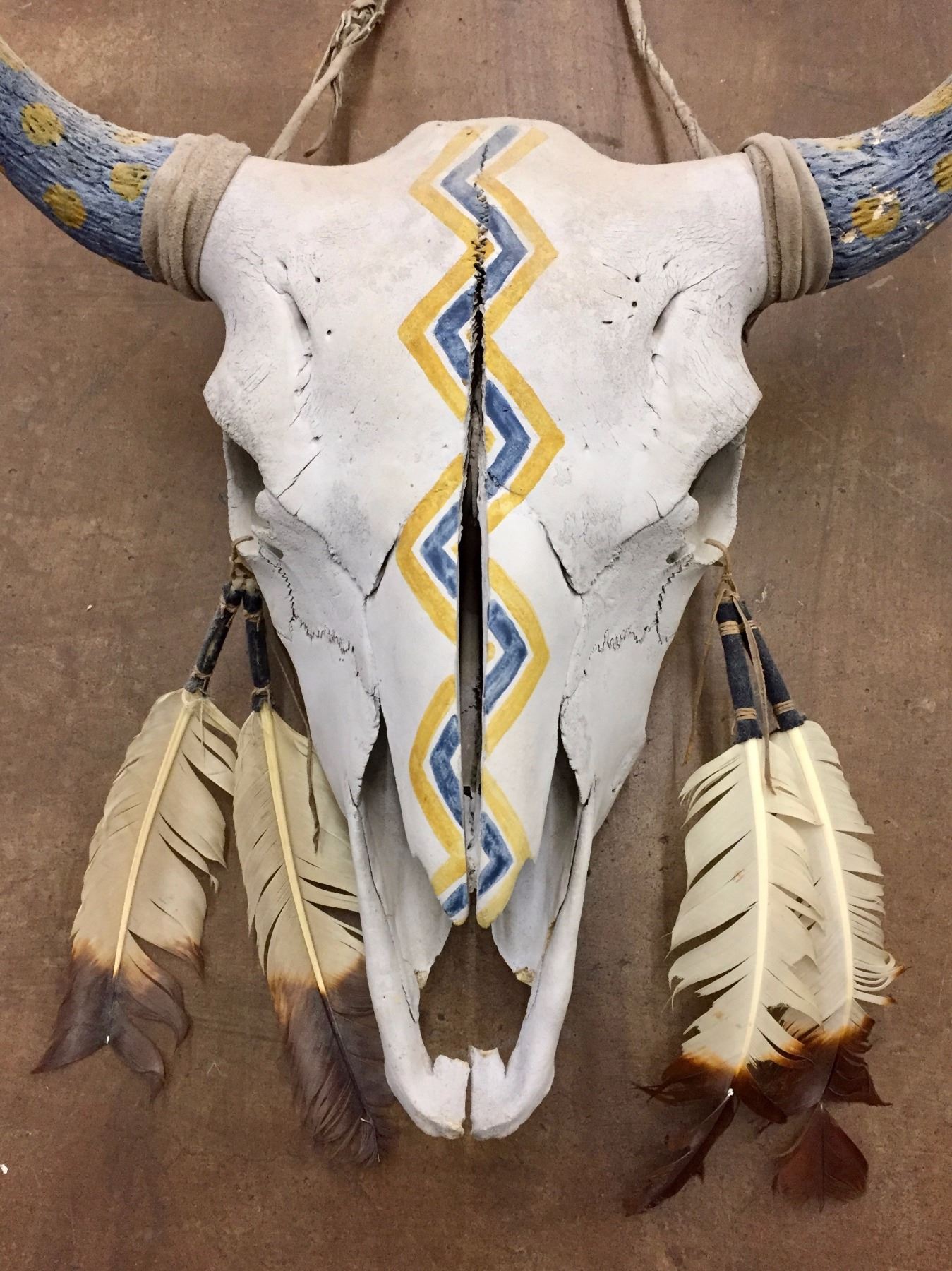 Vintage Hand-Painted Buffalo Skull