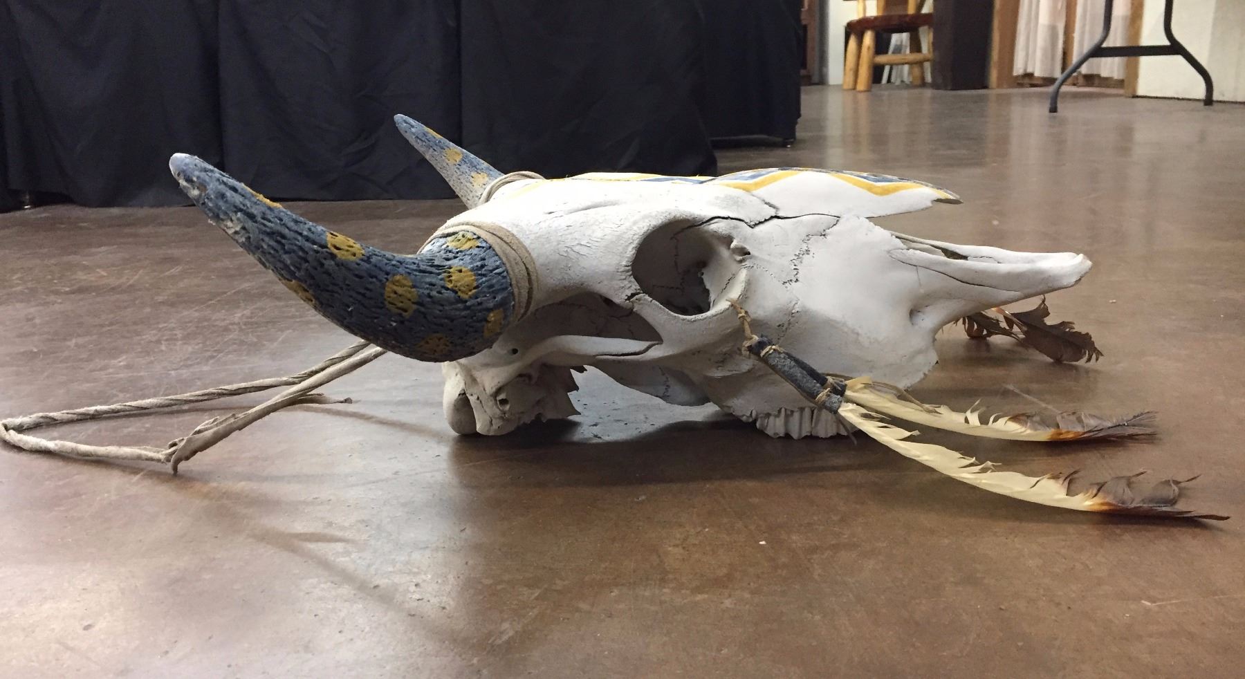 Vintage Hand-Painted Buffalo Skull