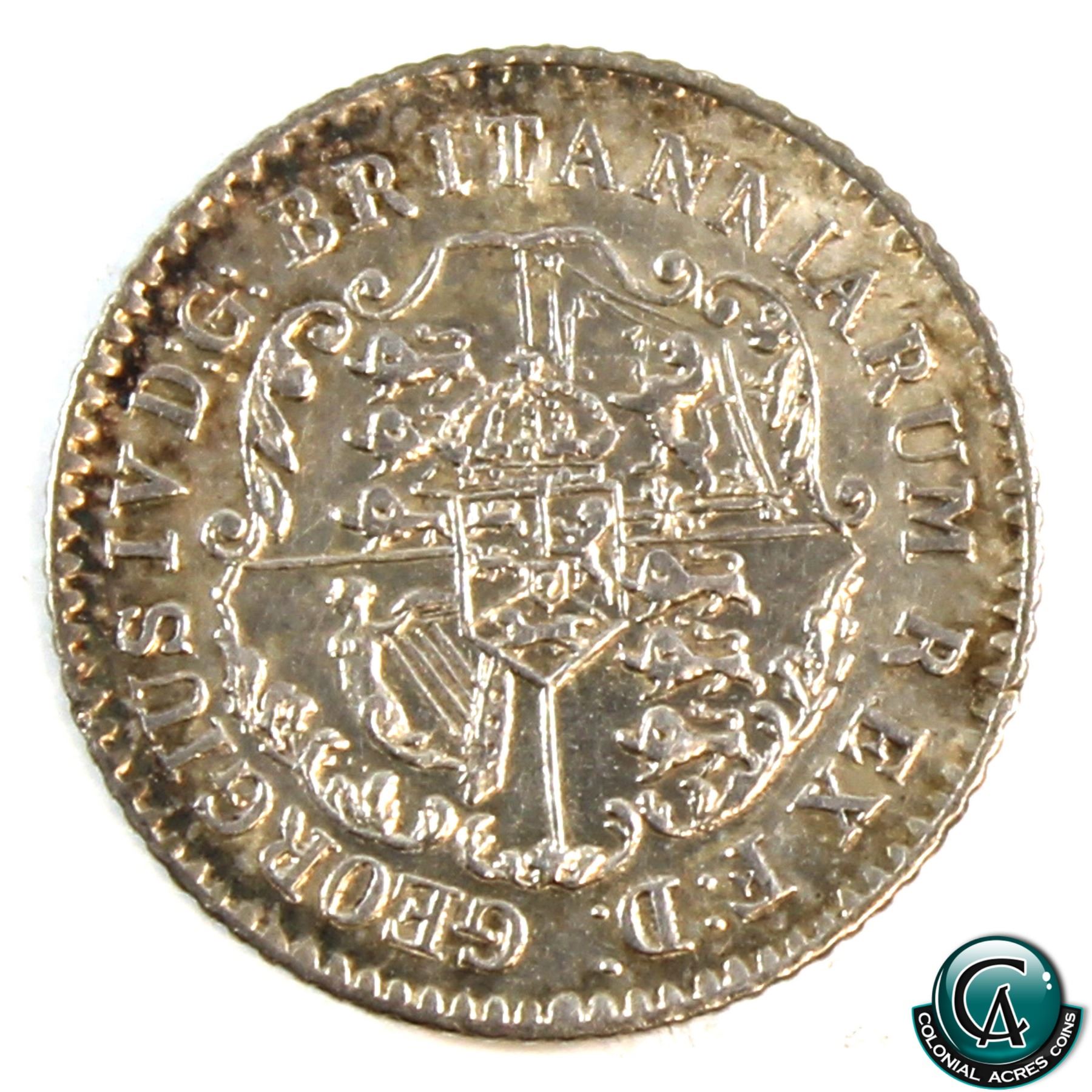 British West Indies 1820 1/16th Silver Dollar (KM1). A nice attractive EF