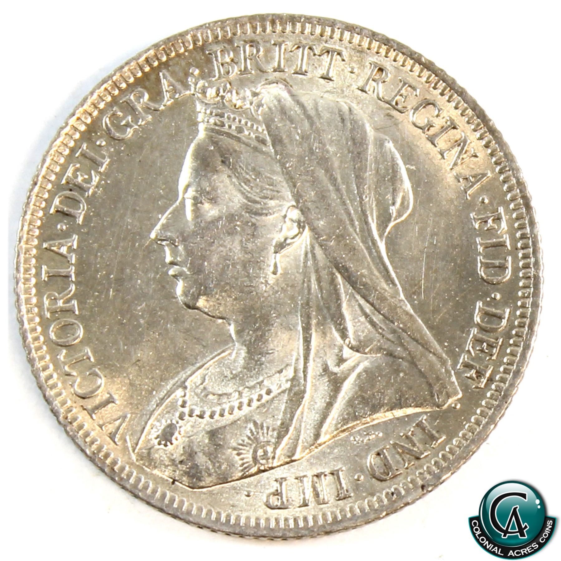 Great Britain 1901 Queen Victoria Silver Shilling Veiled Head. Bright BU