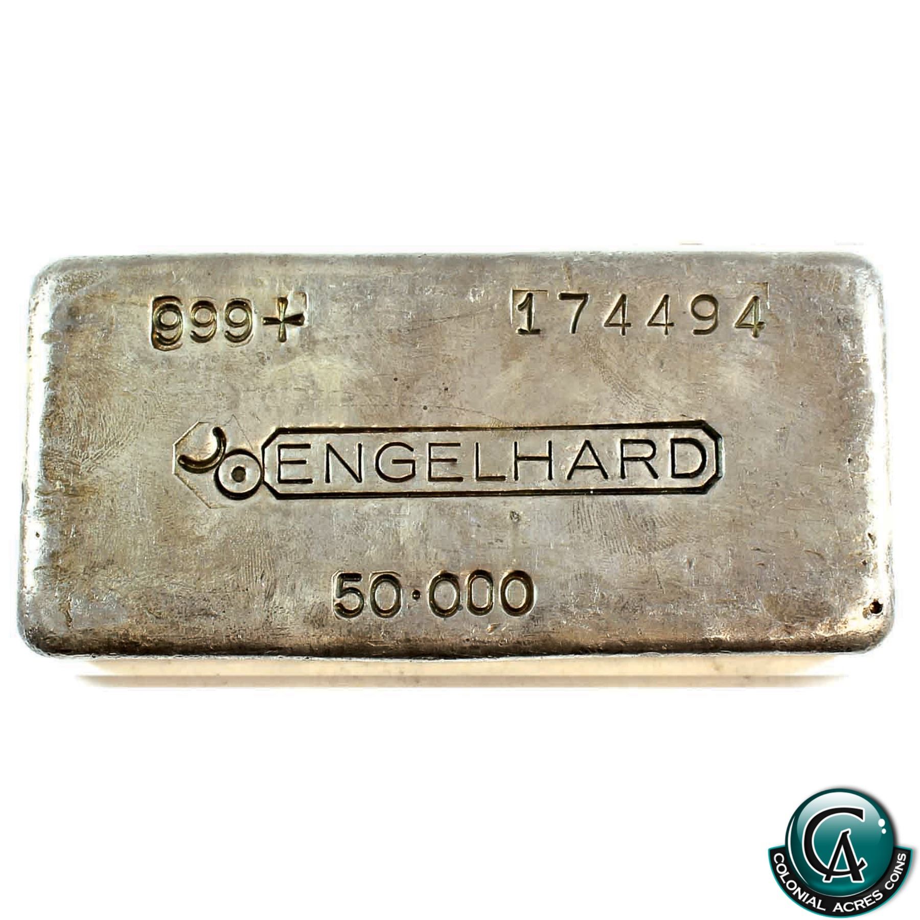 Scarce Engelhard 50oz Fine Silver Bar - 5th Series (Tax Exempt). Serial ...