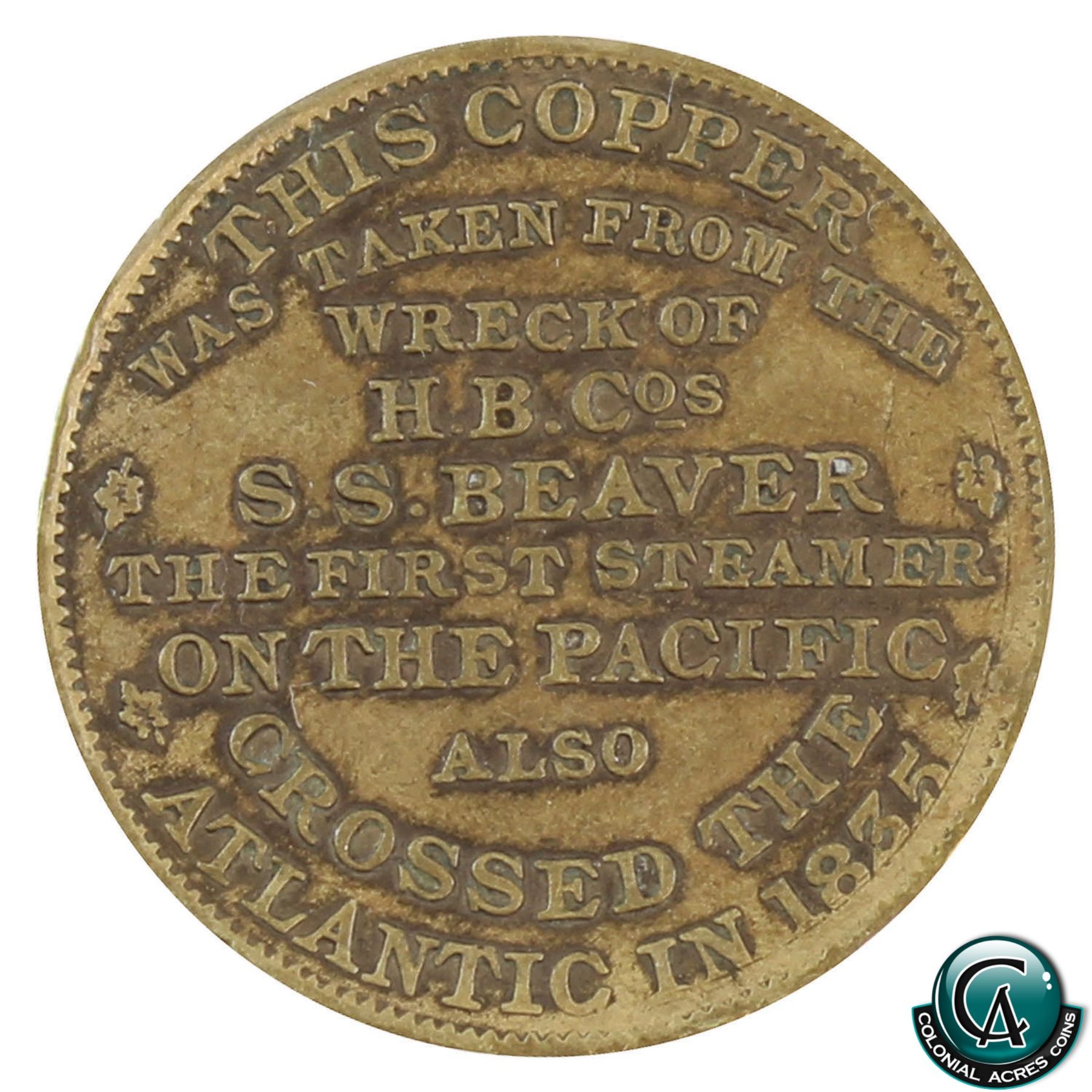 Token, 1892 Hudson Bay Company, Shipwreck commemorative of the SS ...