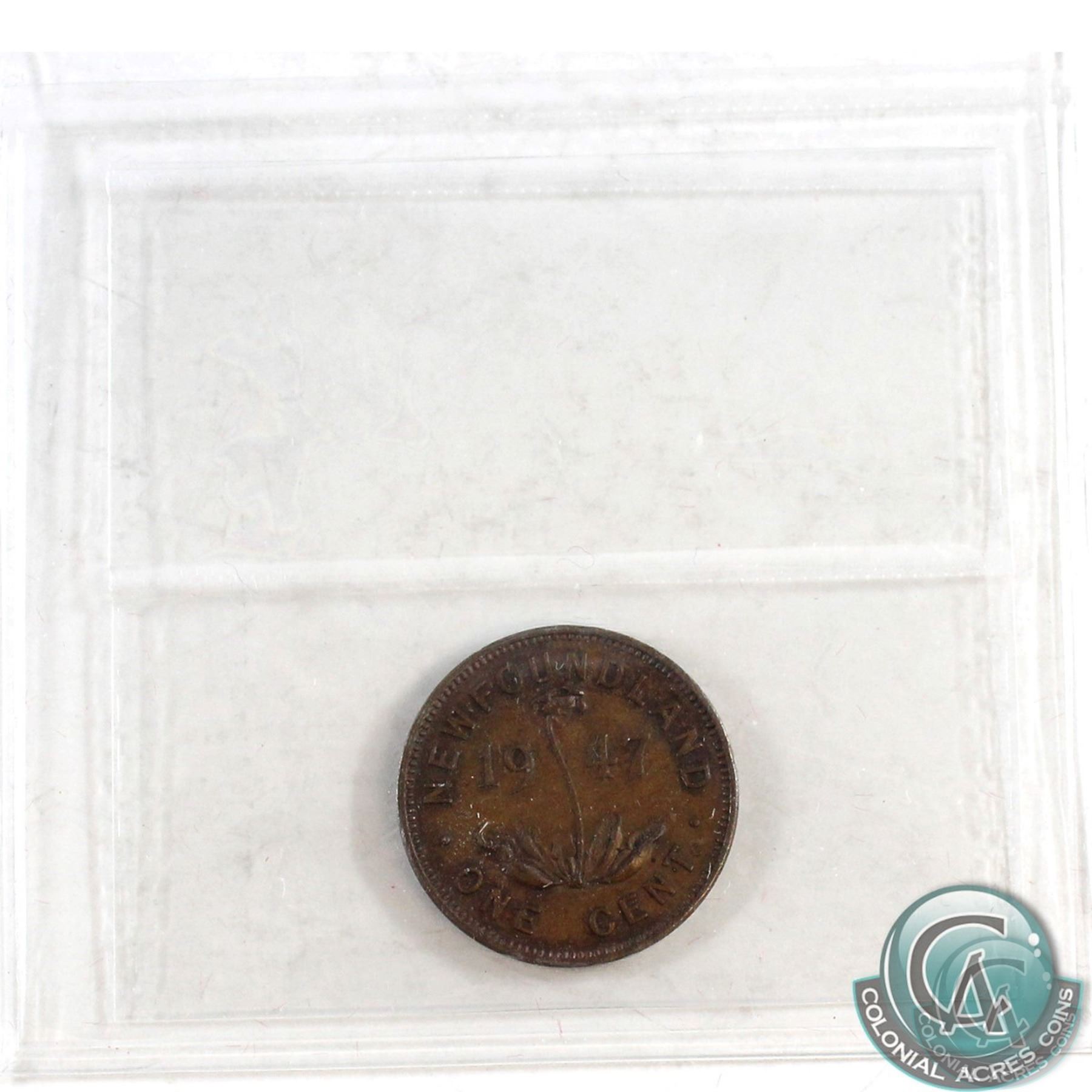NewFoundland 1-cent 1947C ICCS Certified MS-60 Brown