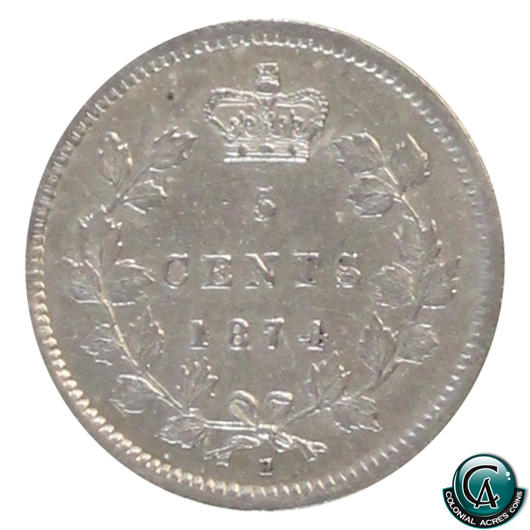 5-cent 1874H Plain 4 ICCS Certified EF-45