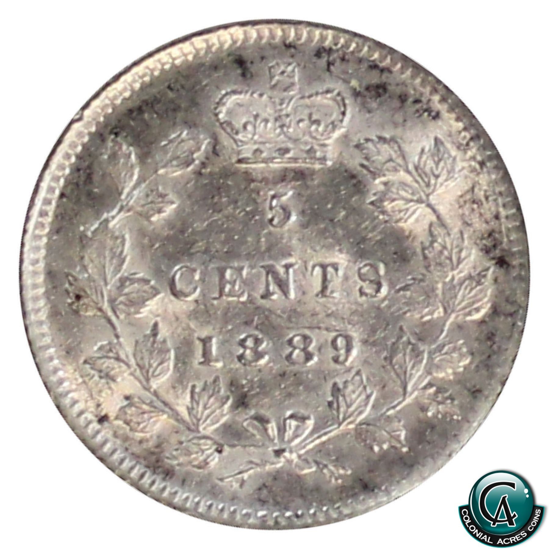 5-cent 1889 ICCS Certified AU-55