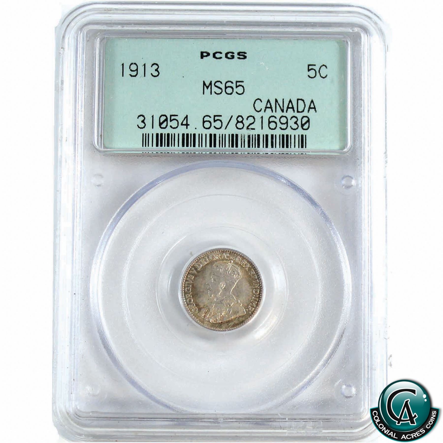 5-cent 1913 PCGS Certified MS-65 (old green label holder)