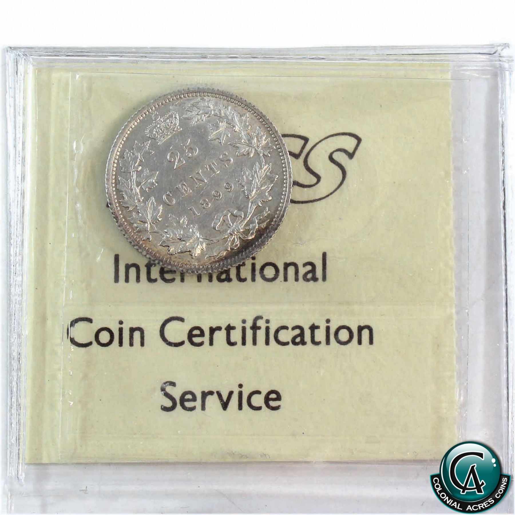 25-cent 1899 ICCS Certified AU-55!