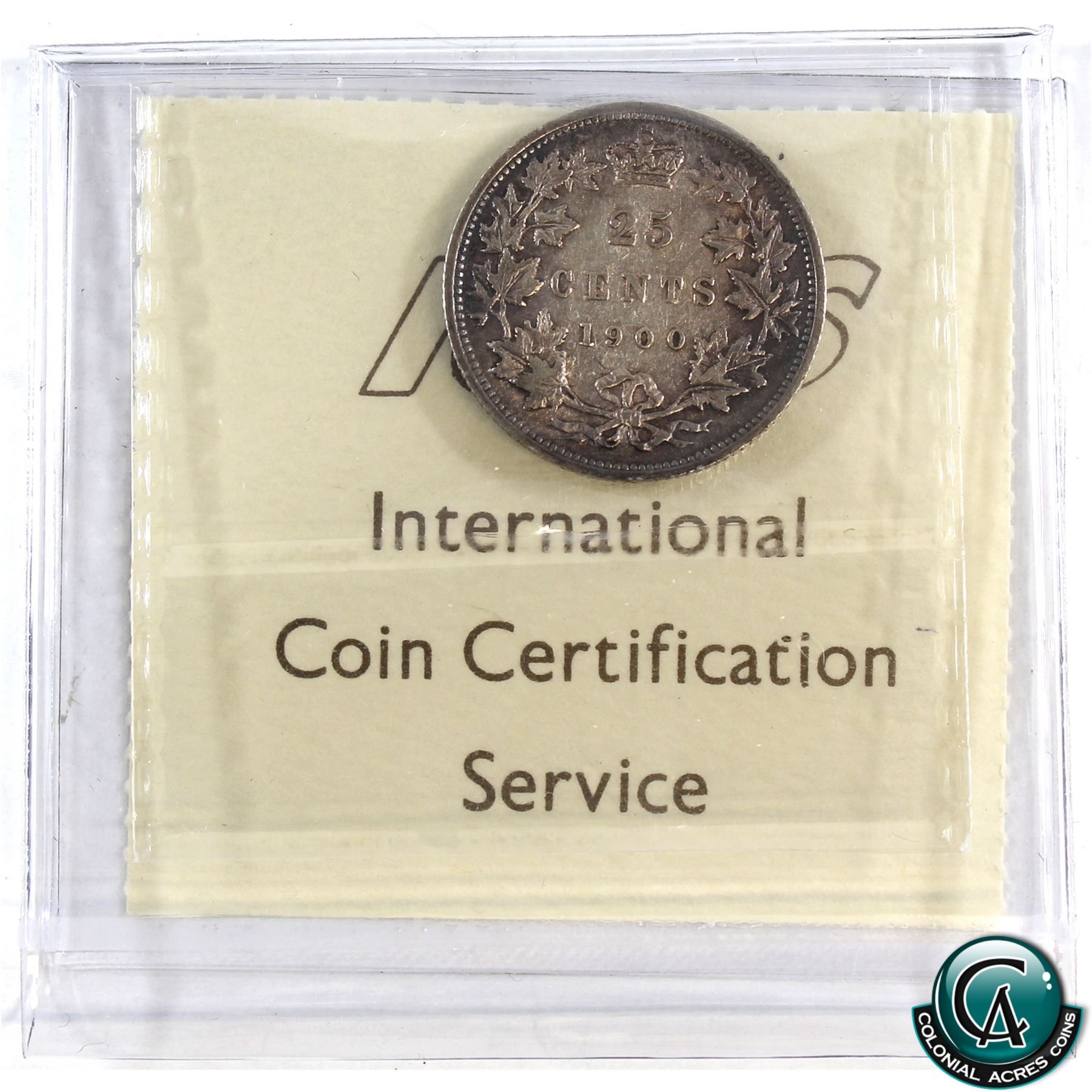 25-cent 1900 ICCS Certified EF-40.