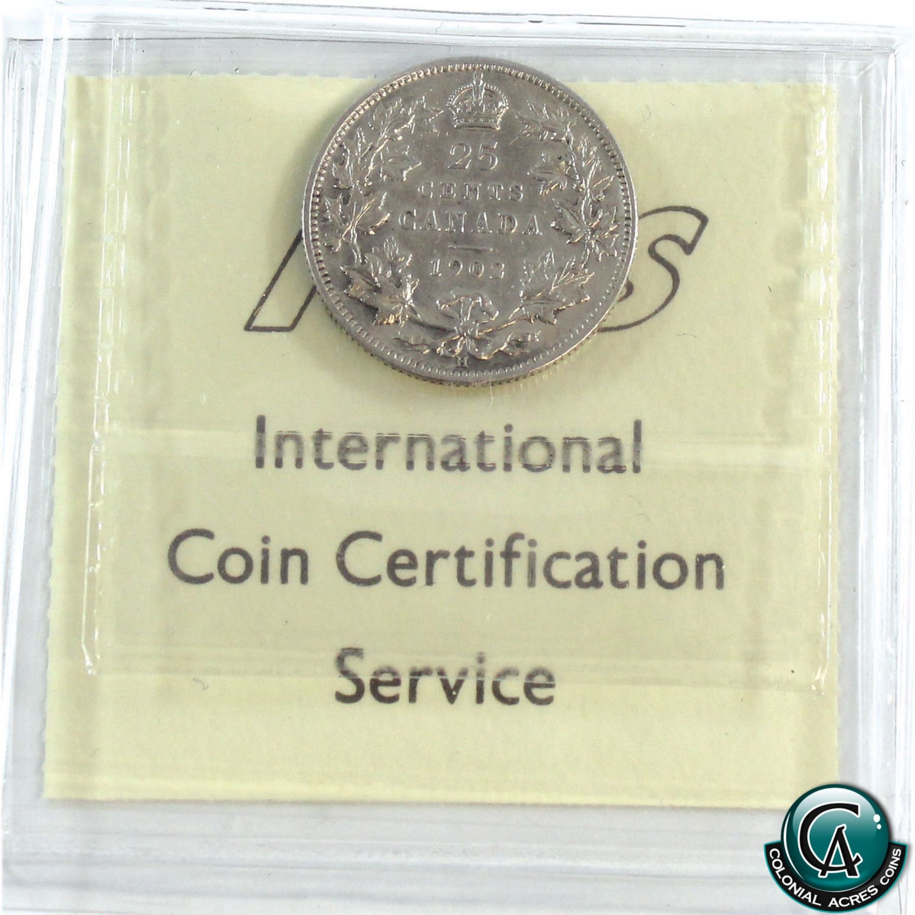 25-cent 1902H ICCS Certified EF-40.